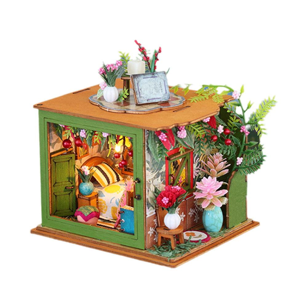 VOPPV DIY Miniature Doll House Kit with LED Light, Tiny House Kit for ...