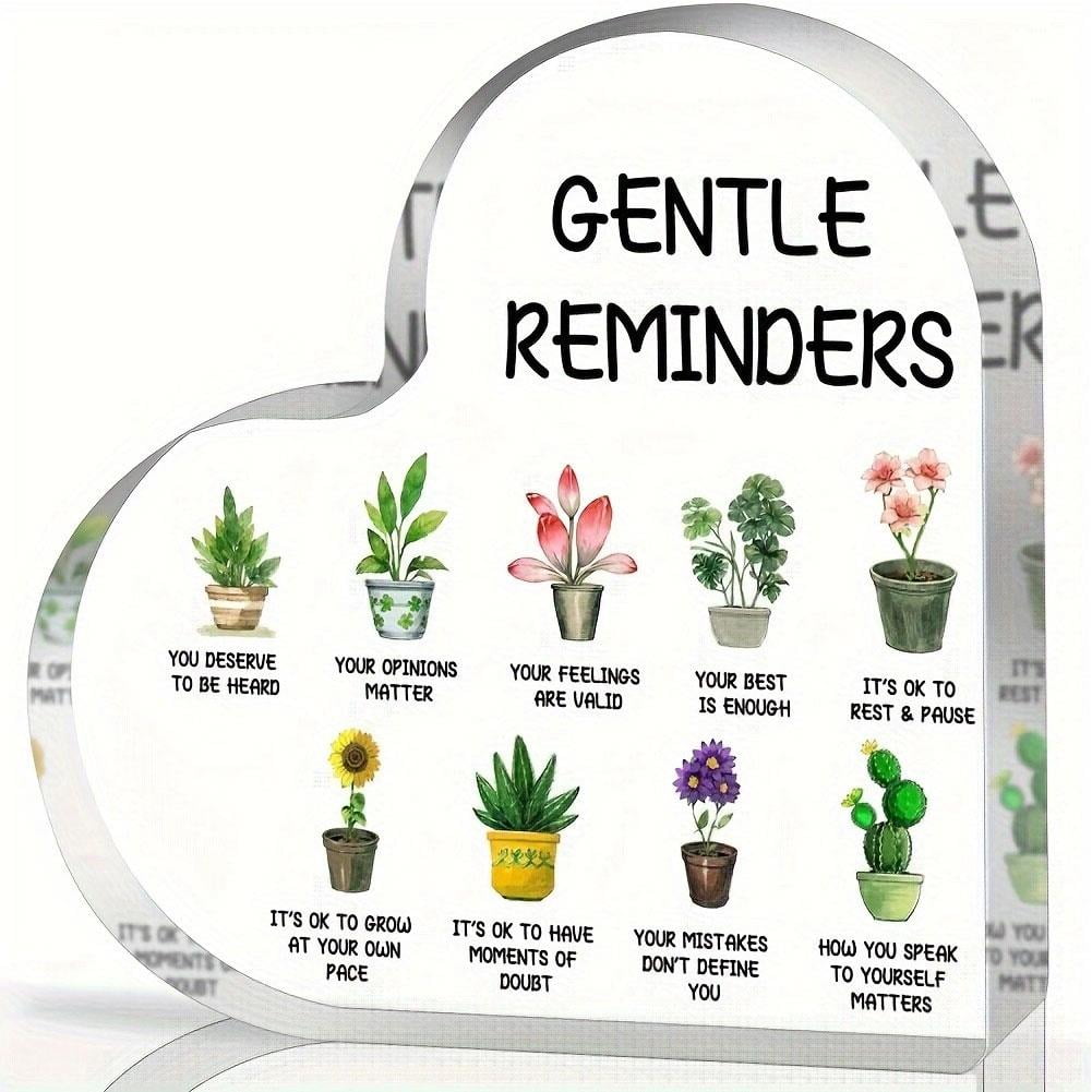 VOPPV Gentle Reminders Decor, Positive Affirmations Heart Acrylic Sign ...