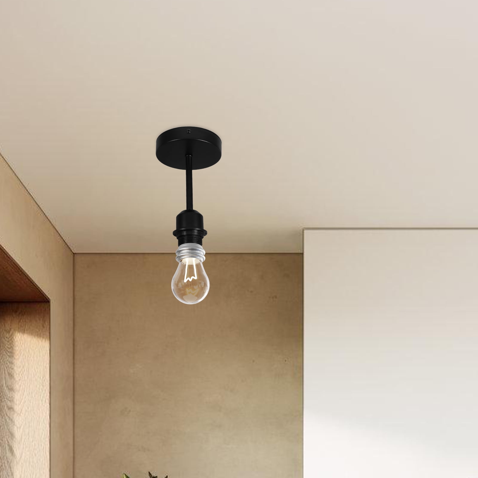 VORCOOL Garage Lamp Holder E27 Screw Socket Metal Black For Ceiling Light Accessories Diy ...