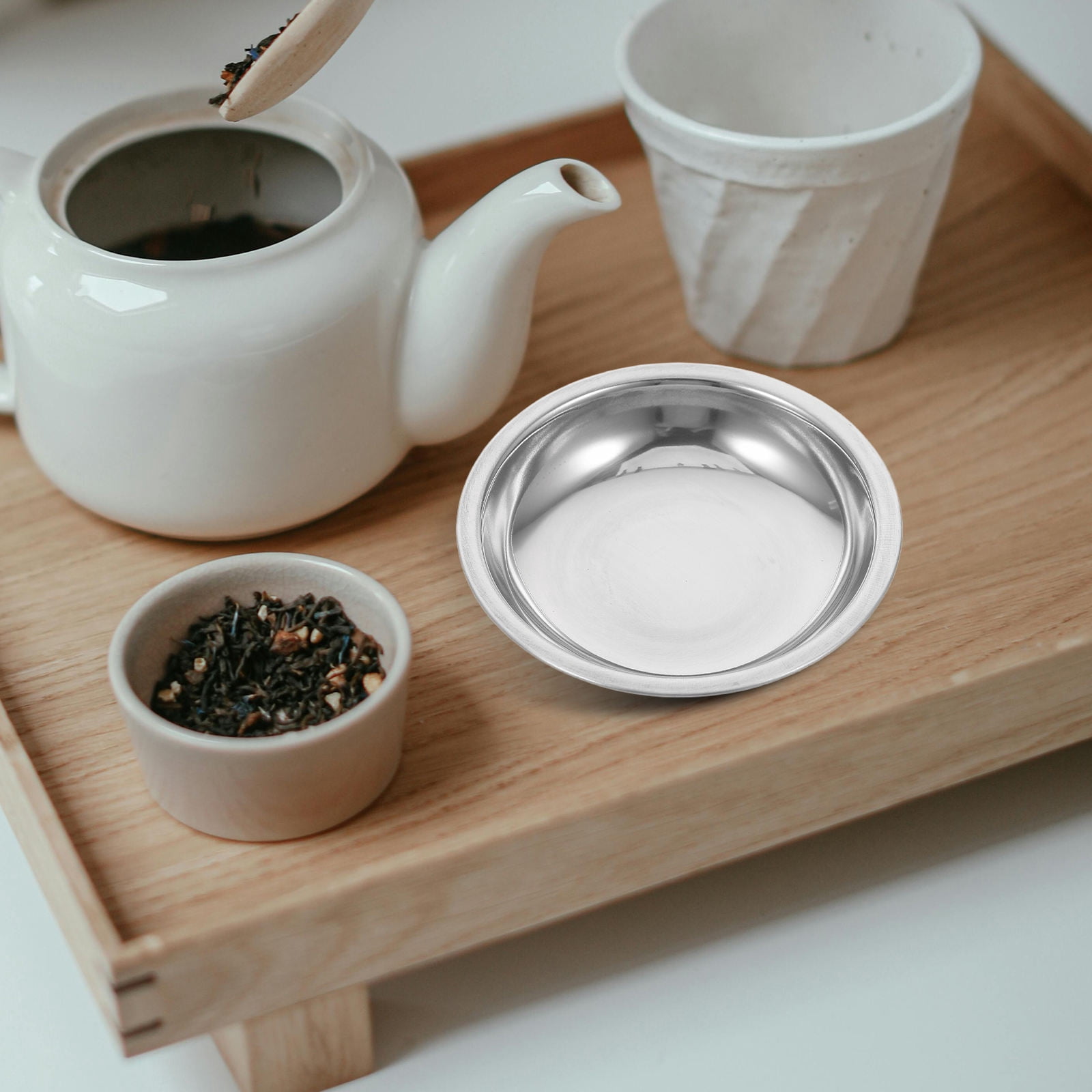 VORCOOL Loose Leaf Tea Strainer Saucer Stainless Steel Silver 6Pcs ...
