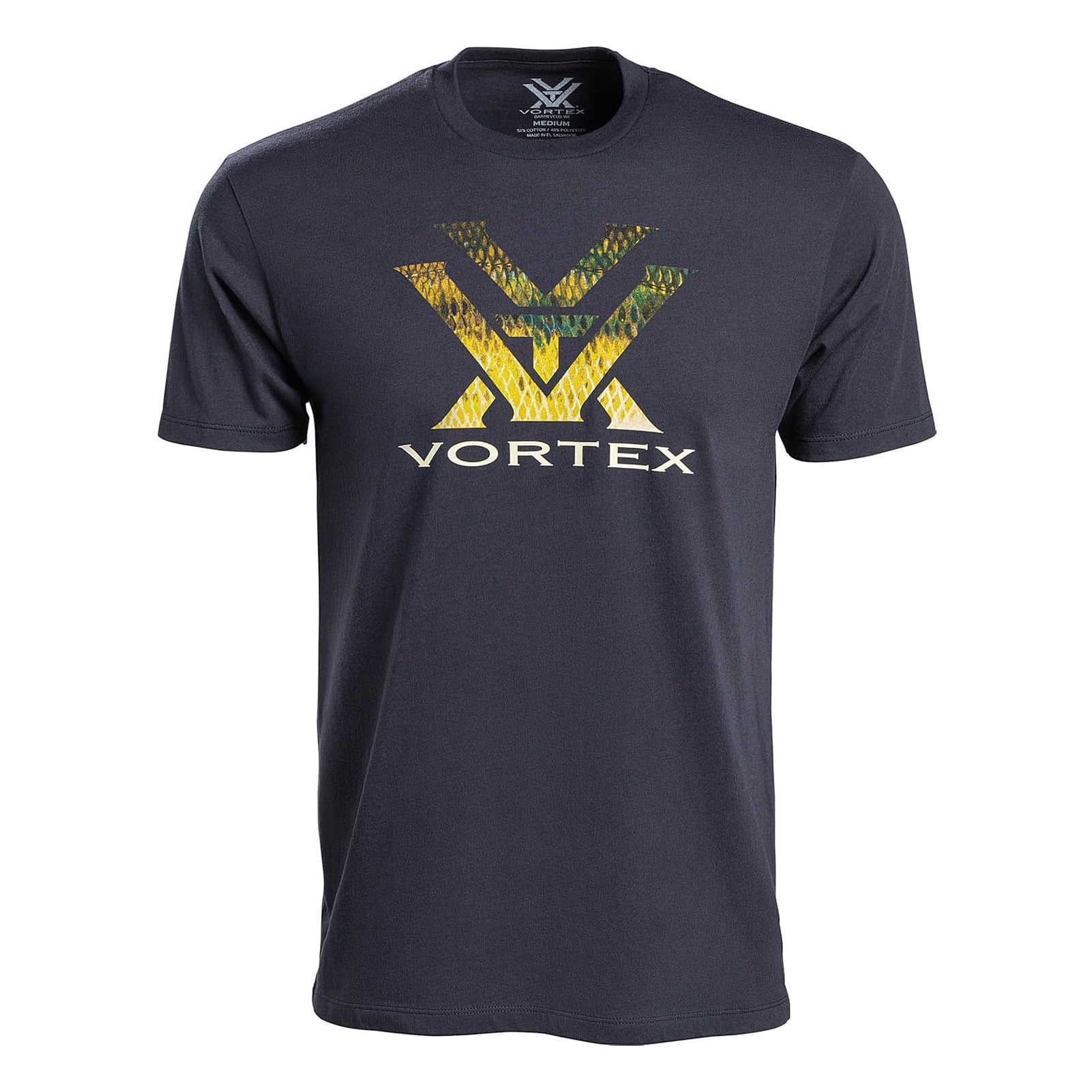 VORTEX Adult Male Bass Core Logo Polar Night Short Sleeve T-Shirt, Size: M (125-02-POLM ...