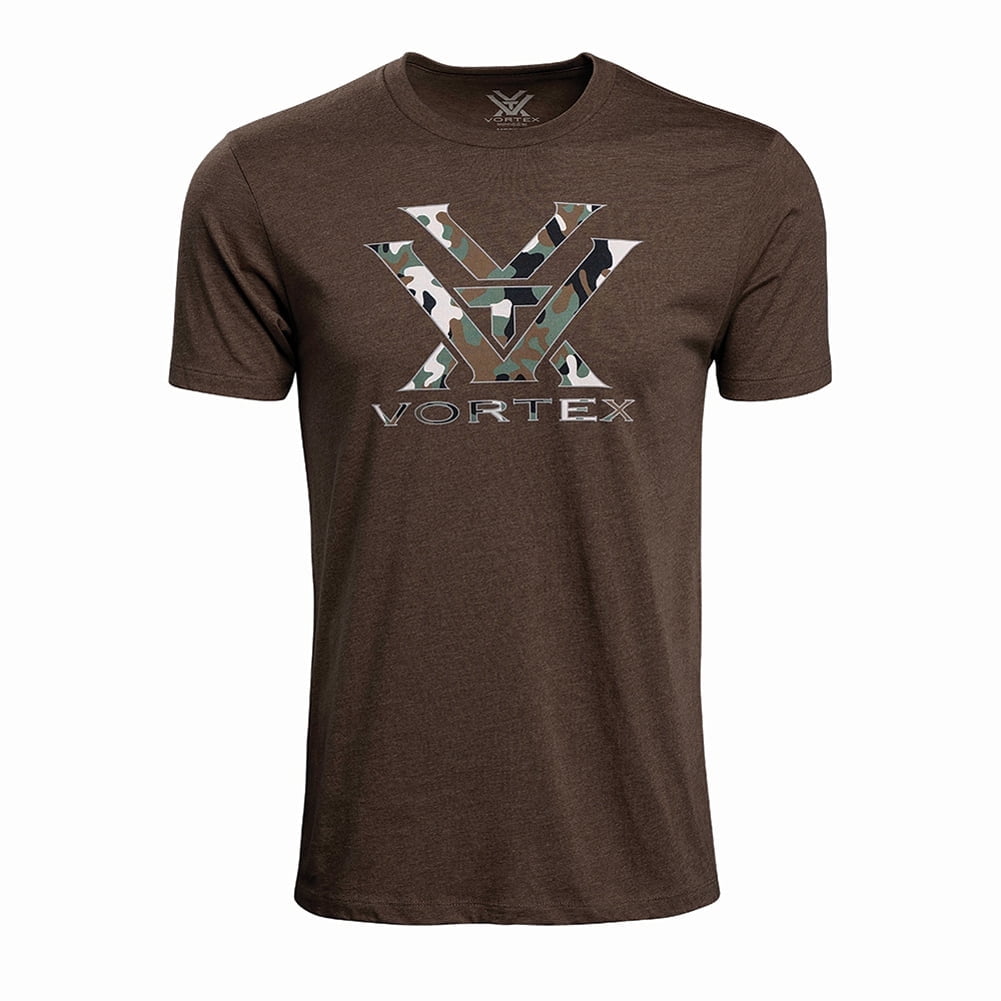 VORTEX Adult Male Camo Logo Short Sleeve Tee, Color: Brown Heather ...