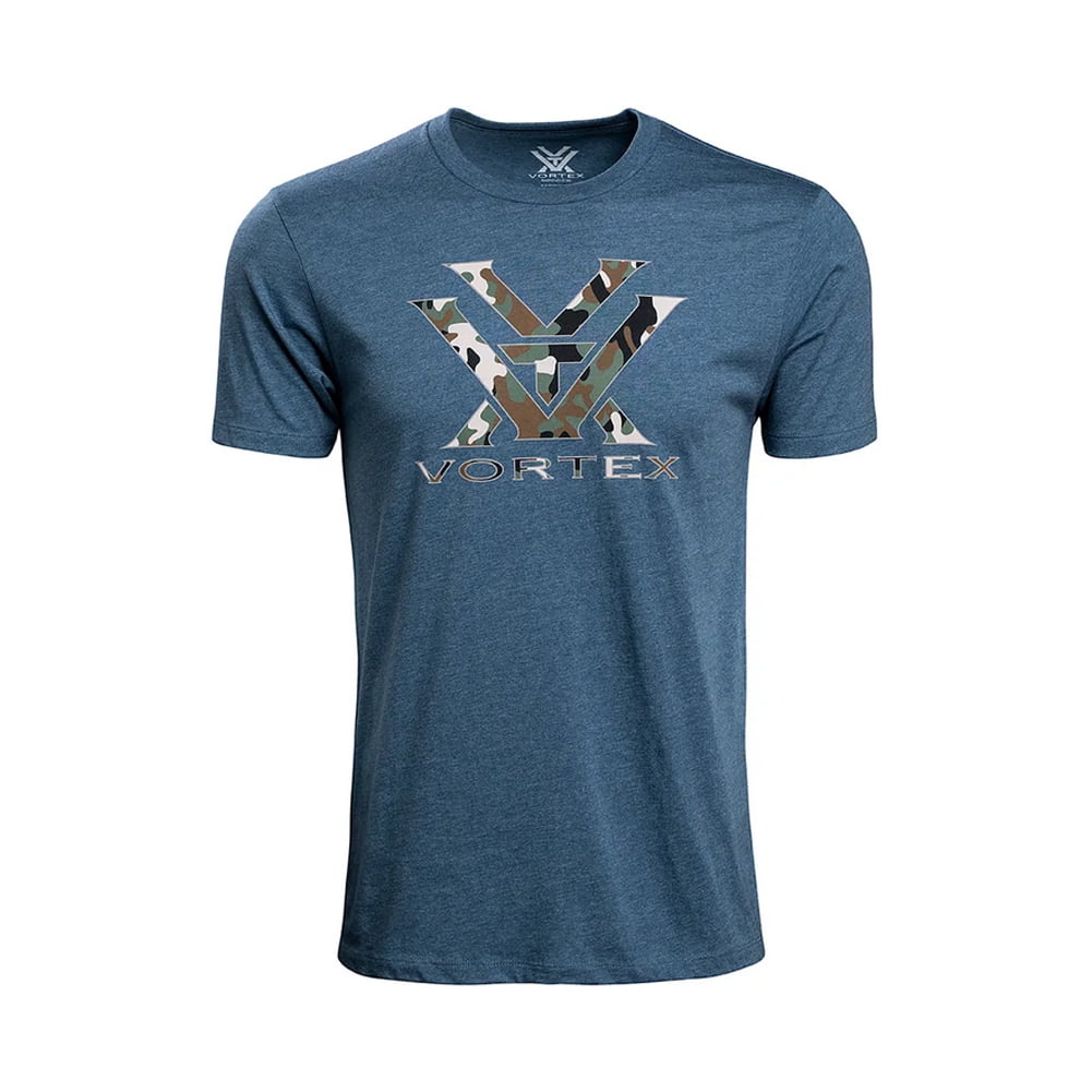 VORTEX Men's Camo Logo Short Sleeve Tee, Color: Steel Blue Heather ...