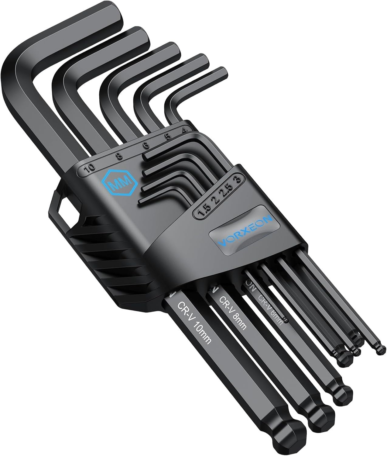 VORXEON 9PCS Allen Wrench Hex Key Set 1.5mm-10mm, Metric Long Ball End Allen Key Set L-Key with ...