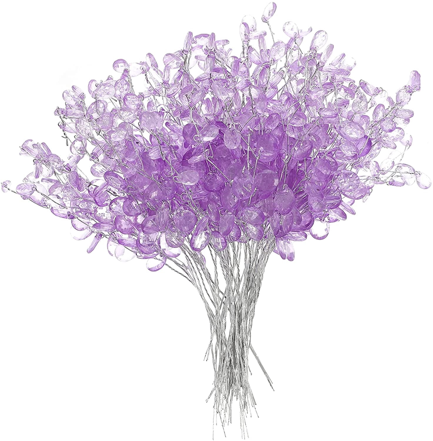 VOSAREA Crystal Flowers 50 Stems Artificial Bouquets Acrylic Bead Drops ...