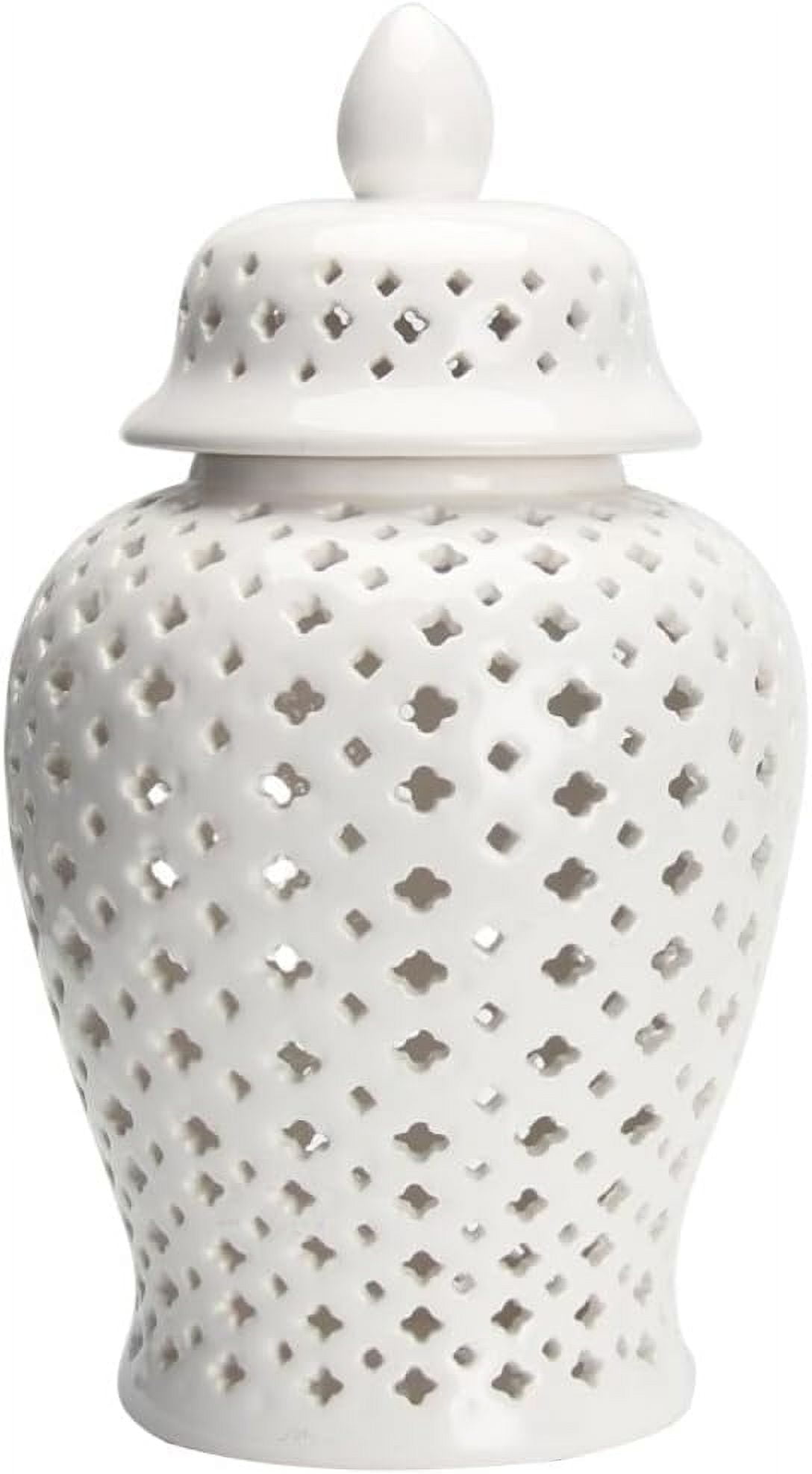 VOSAREA Ginger Jar Traditional Pierced Ginger Jar with Lid Ceramic ...