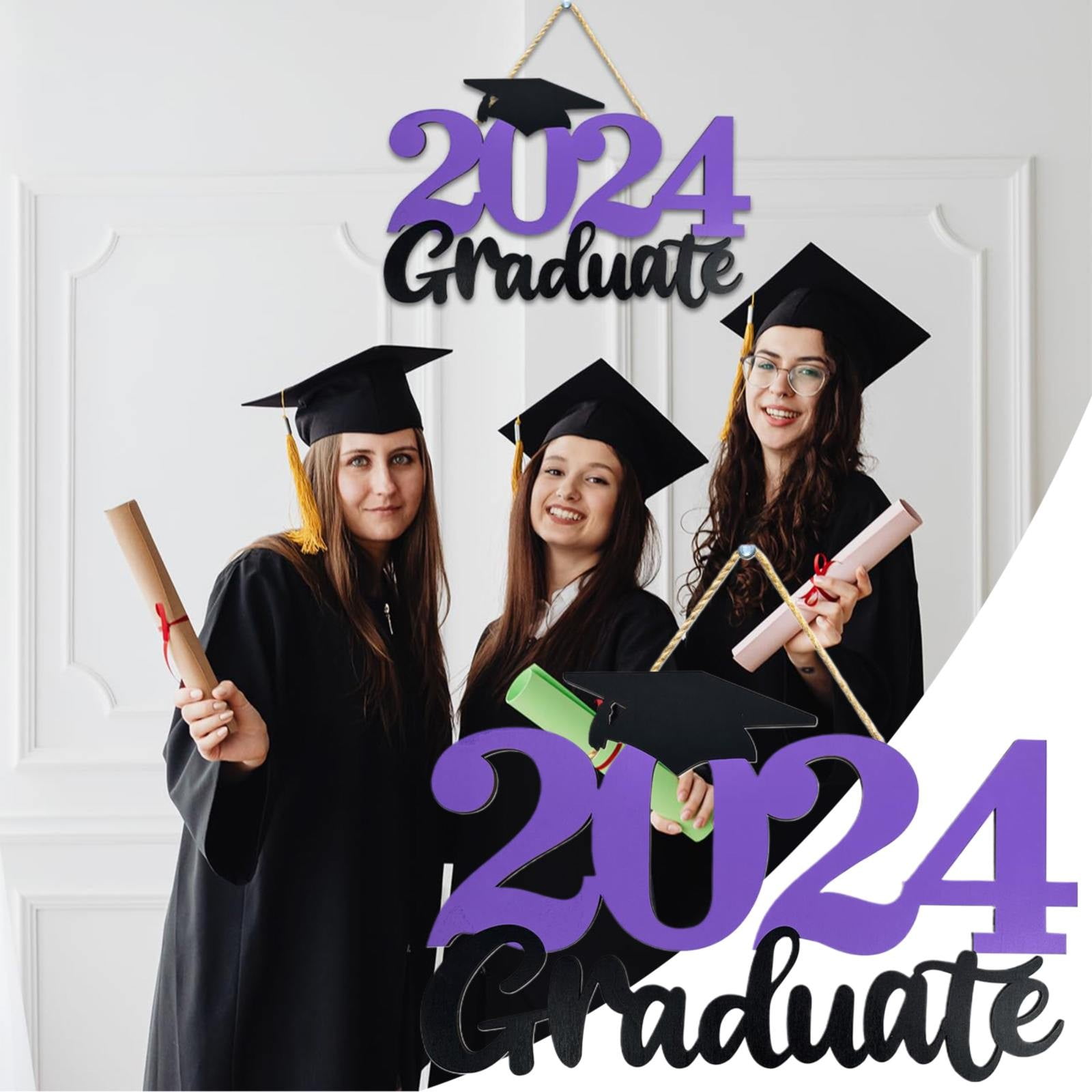VOSS 2024 Graduation Ornaments Wood Sign 2024 Graduation Photo Booth ...