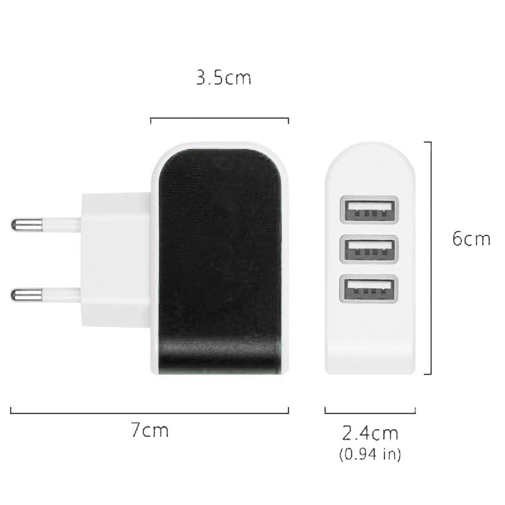VOSS Port Home EU Plug AC Adapter Triple Wall Charger USB 3.1A ...