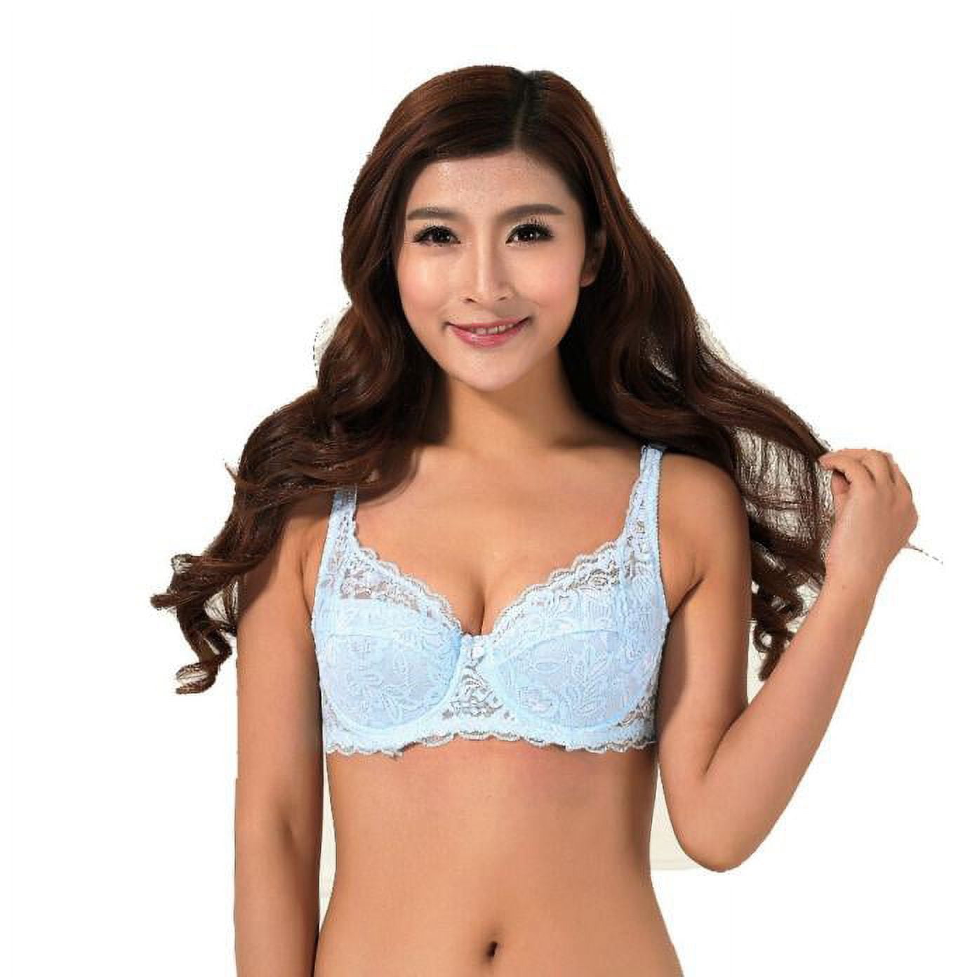 Voss Women Push Up Deep V Ultrathin Underwire Padded Lace Brassiere Bra