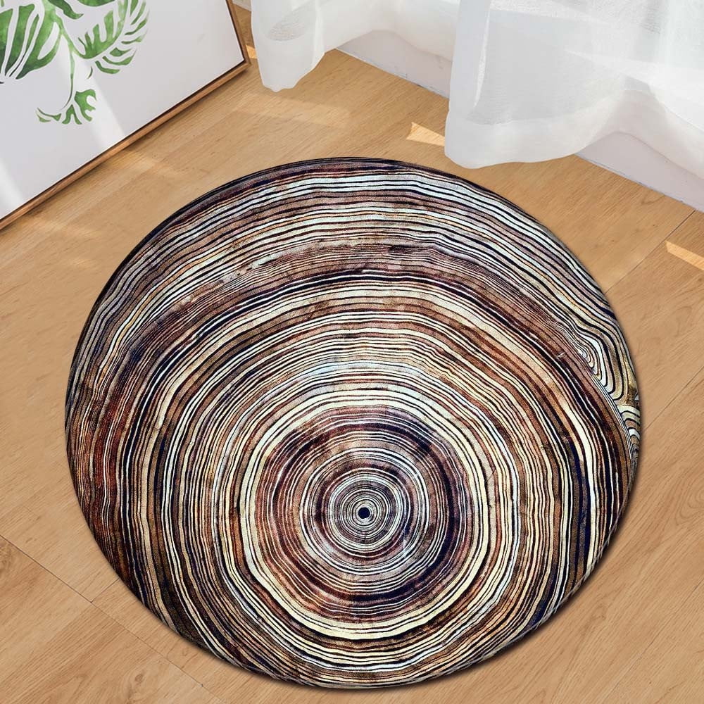 VOSS Wood Grain Kids Play Round Carpet Home Area Rug Living Room Floor ...