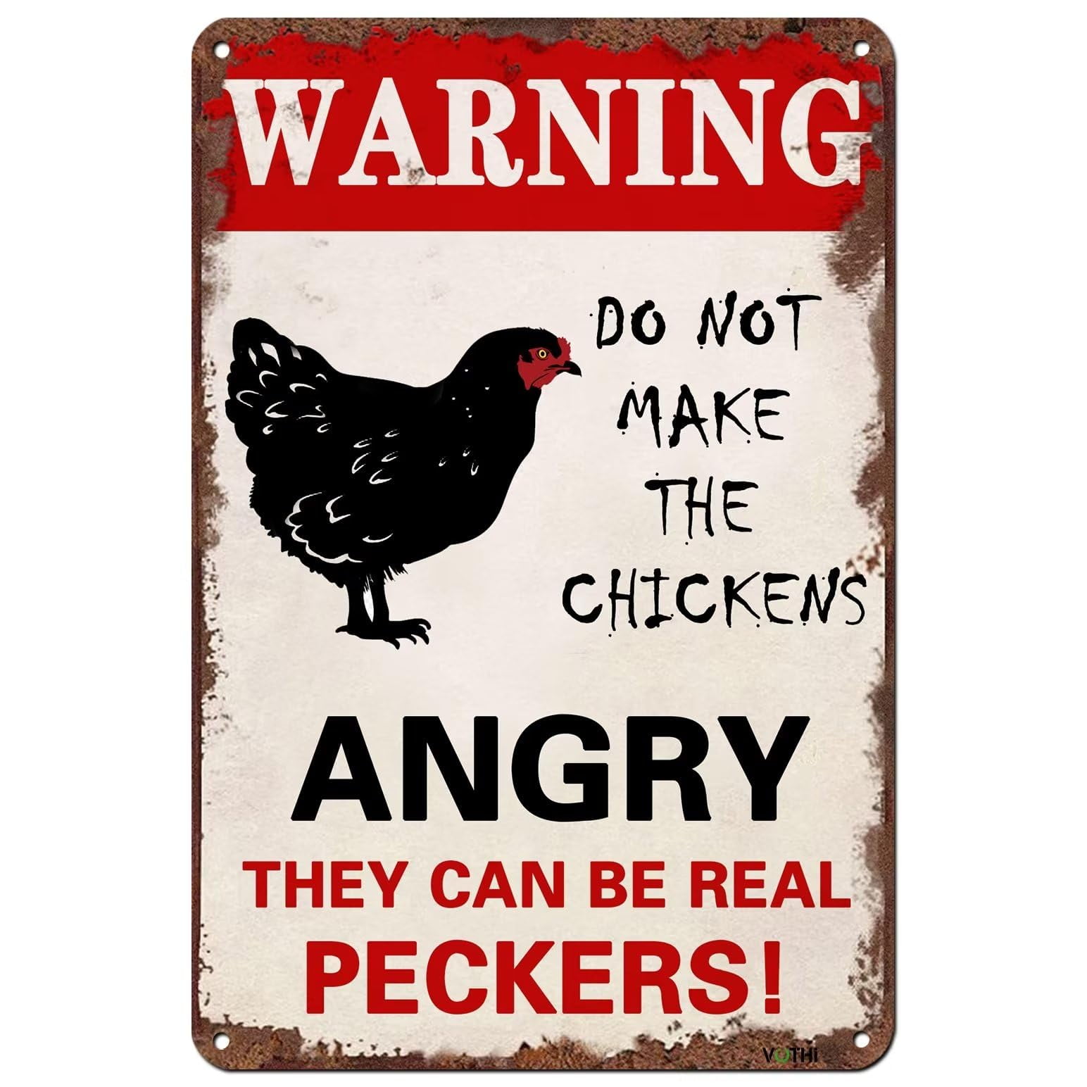 VOTHI Funny Vintage Metal Chicken Coop Signs;Warning Do Not Make The ...