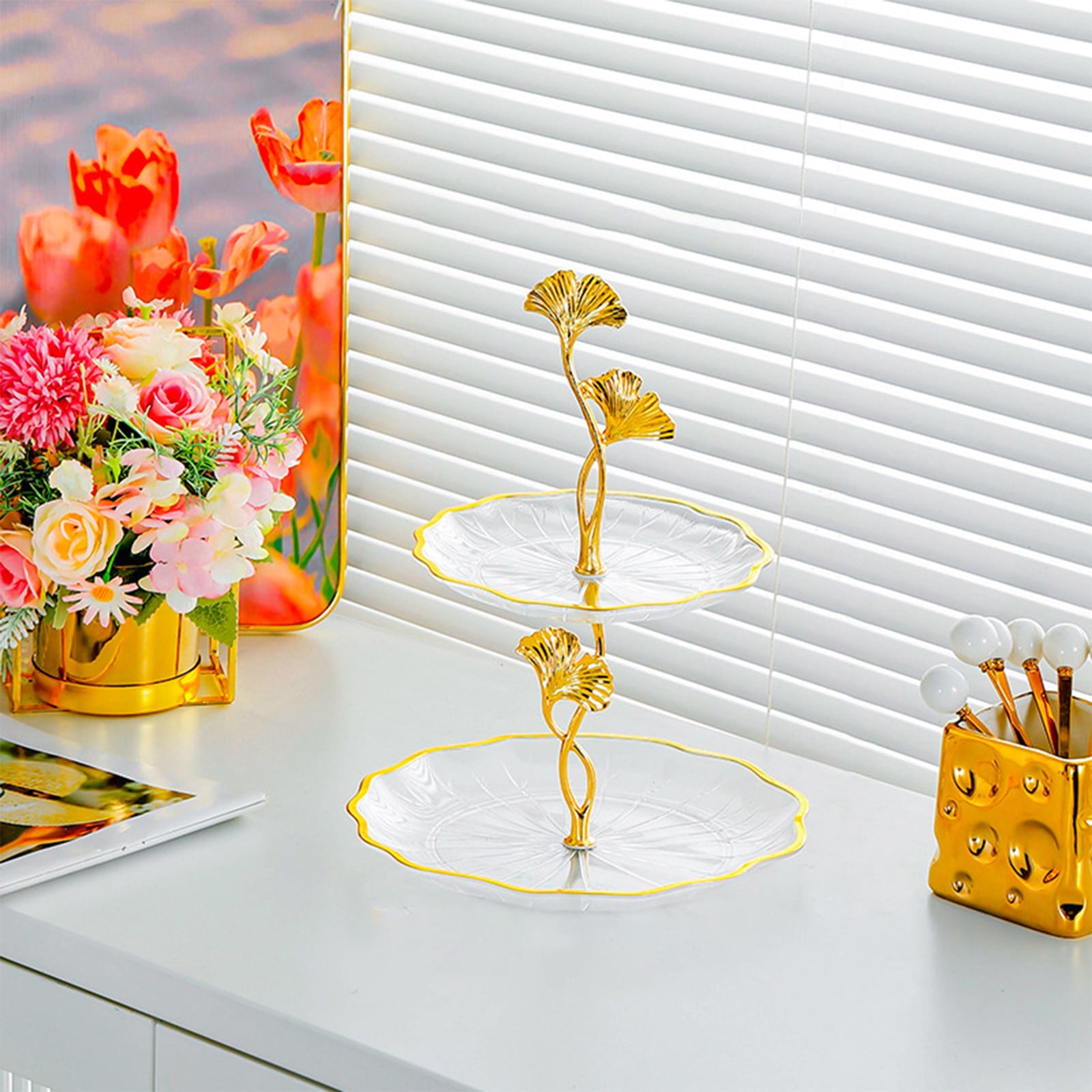 VOTRUDI Acrylic Tiered Tray 3 Tier Serving Stand Clear Heavy Duty Fruit ...