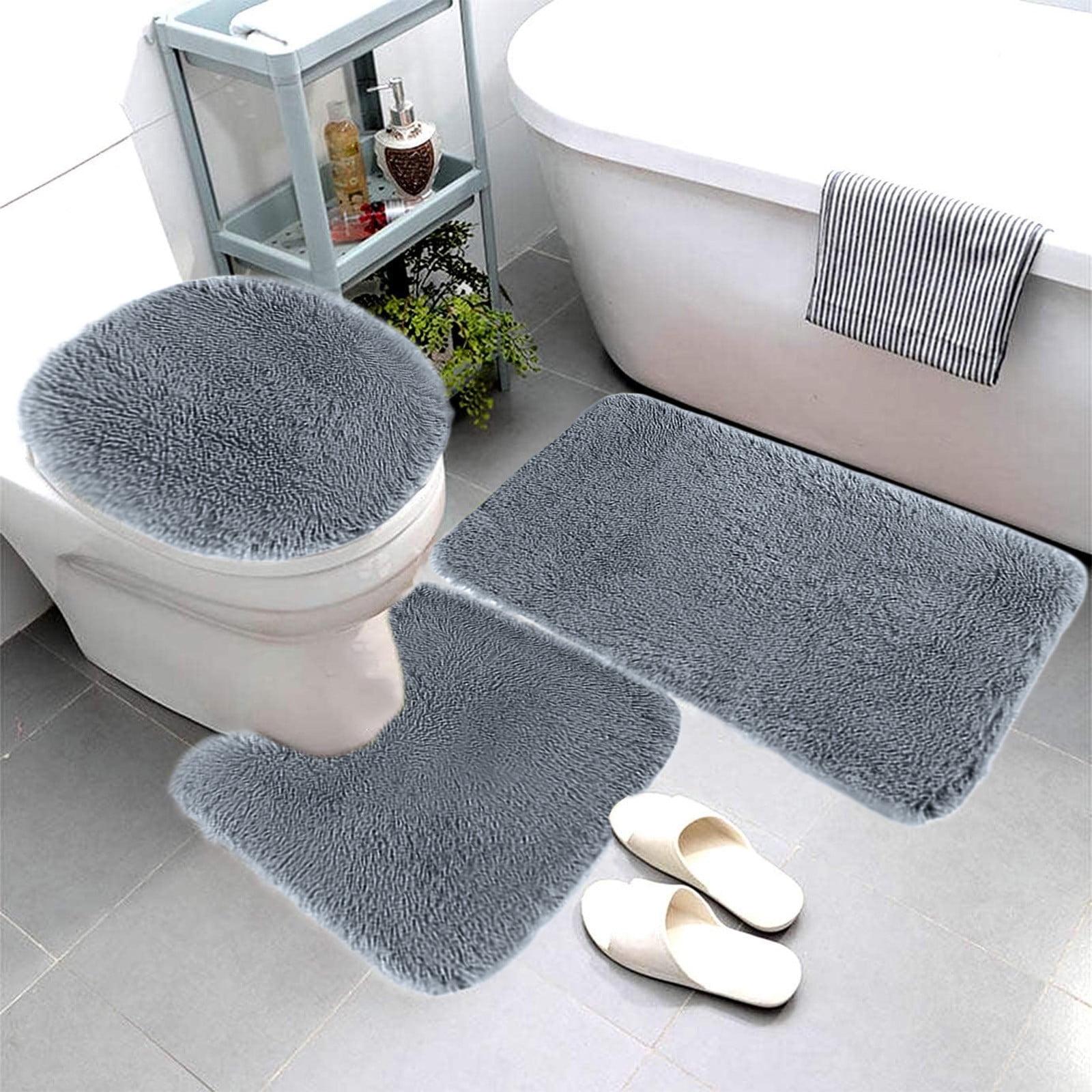 VOTRUDI Bathroom Rugs Clearance 3PC,Solid Color Soft Non-Slip Bath Mat ...