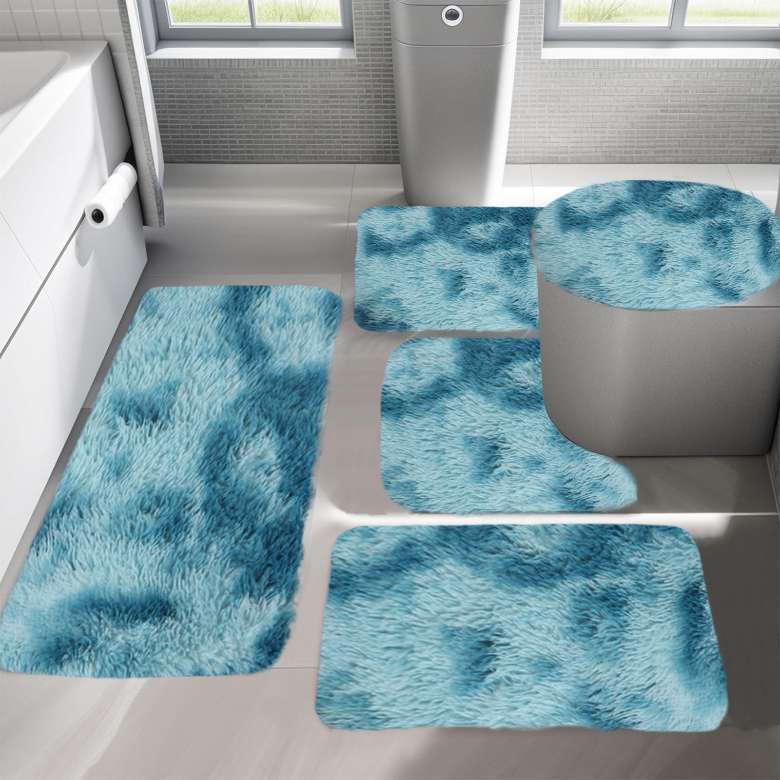 VOTRUDI Bathroom Rugs Clearance,Blue No Slip Memory Foam Bathroom Rugs ...