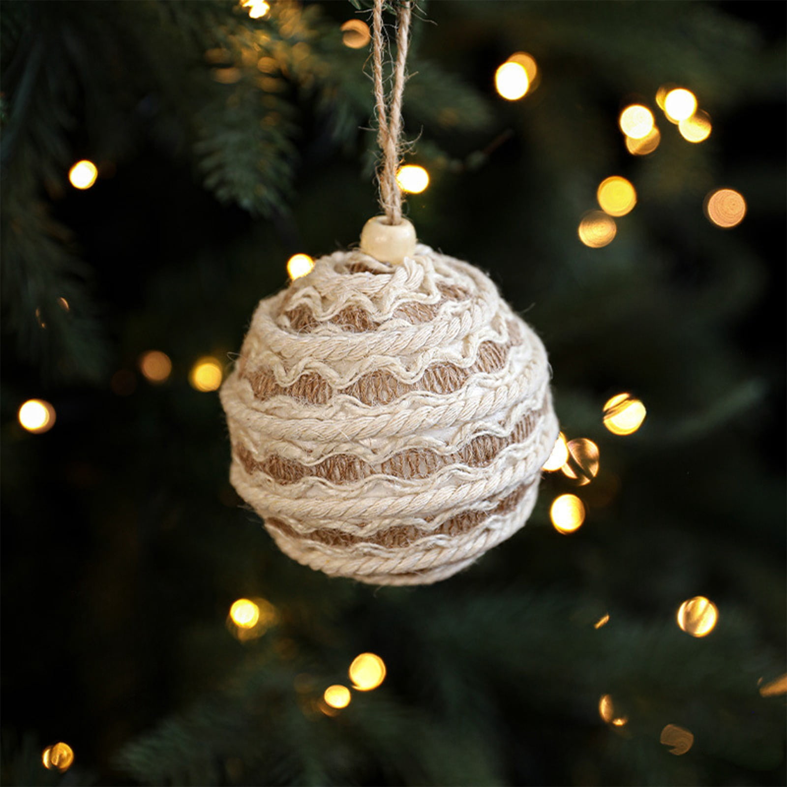 VOTRUDI Rustic Jute Christmas Ornaments Set of 12 - Natural Textured ...