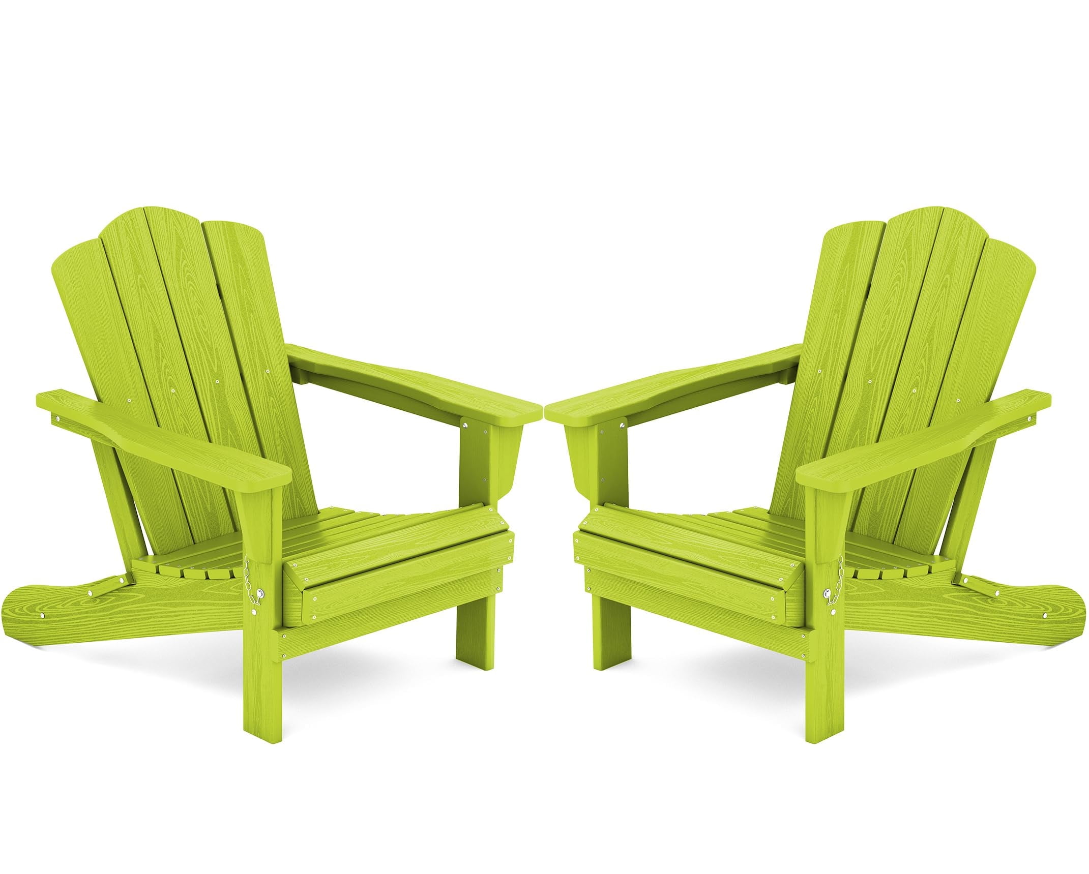 VOUA Folding Adirondack Chair Set of 2, HDPE Plastic Patio Chairs ...