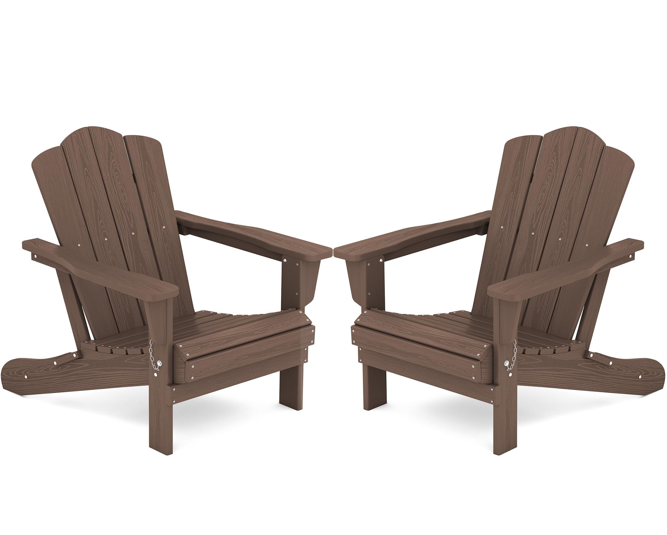 VOUA Folding Adirondack Chair Set of 2, HDPE Plastic Patio Chairs ...