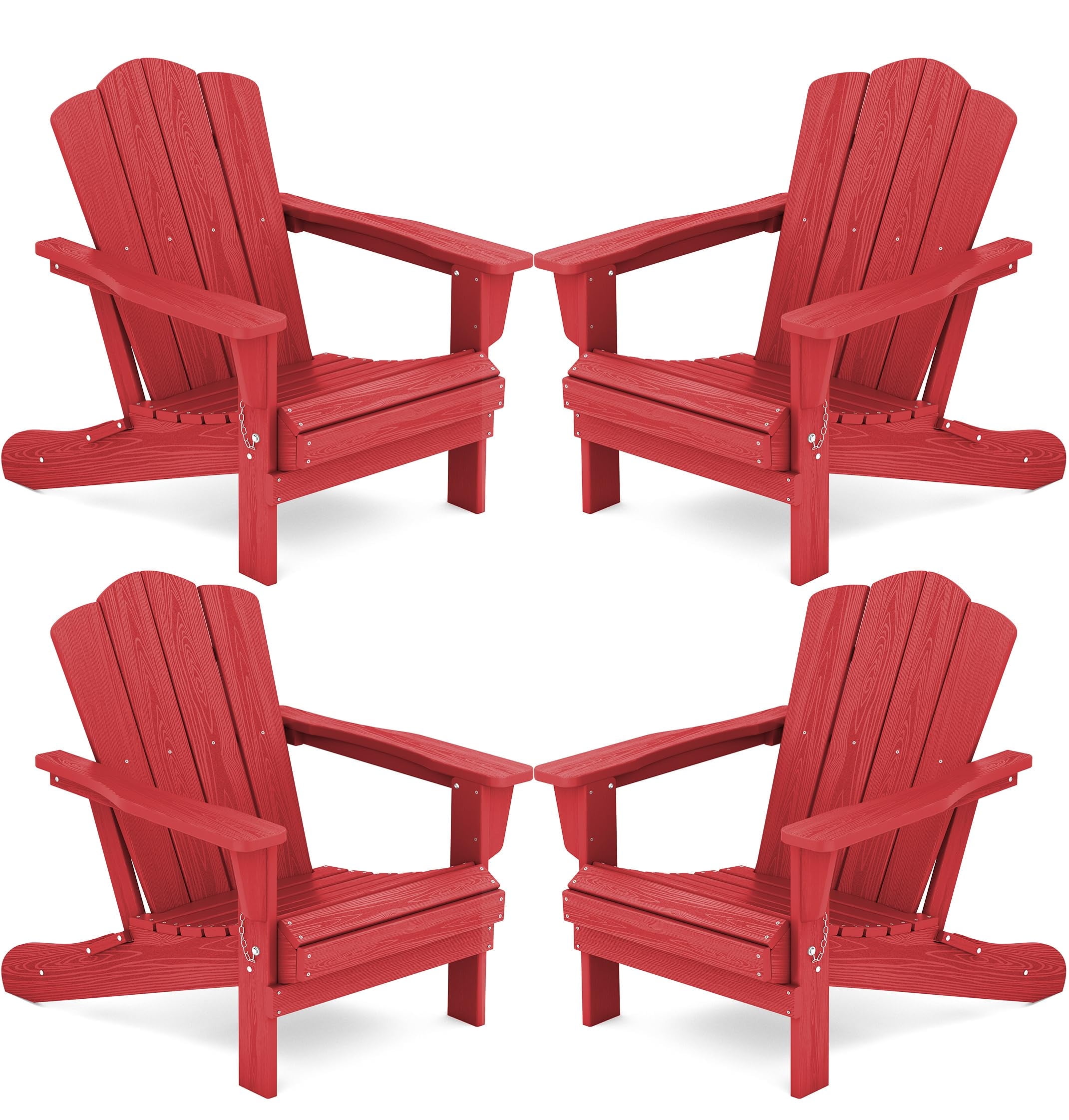 VOUA Folding Adirondack Chair Set of 4, HDPE Plastic Patio Chairs ...