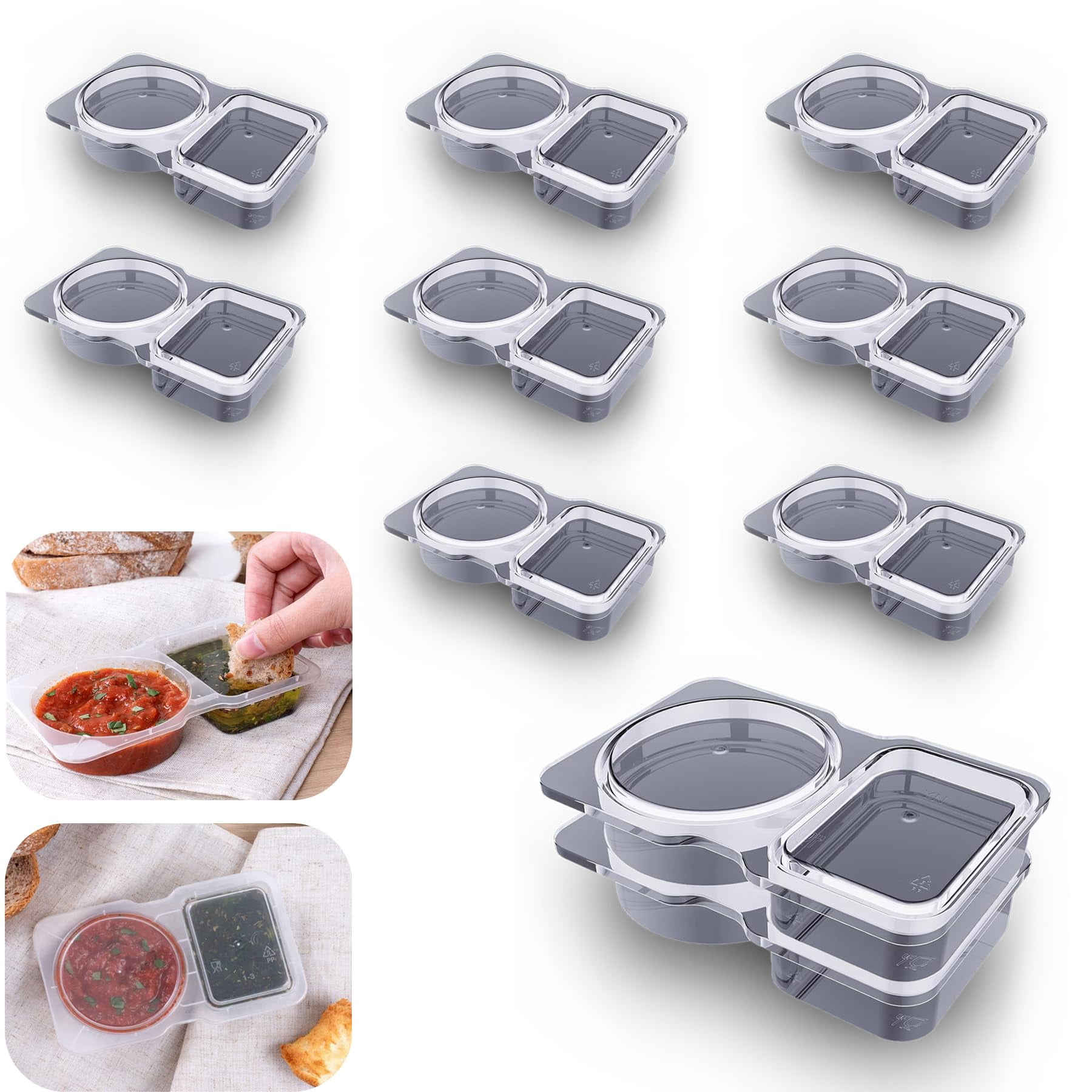 VOUKEN Double Compartment Snack Containers Snack Containers with Lids ...