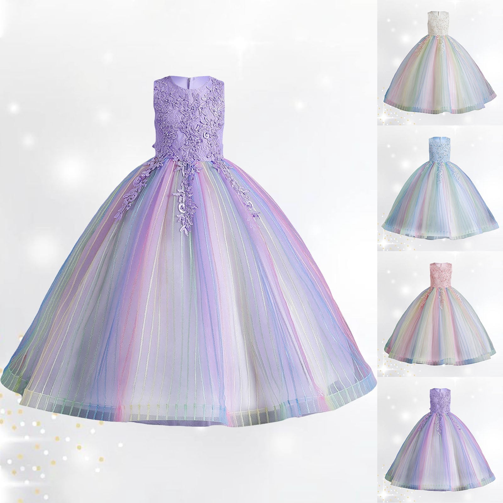 VOUZZA Girls Formal Puffy Mesh Gown Flower Girl Wedding Dress Piano ...