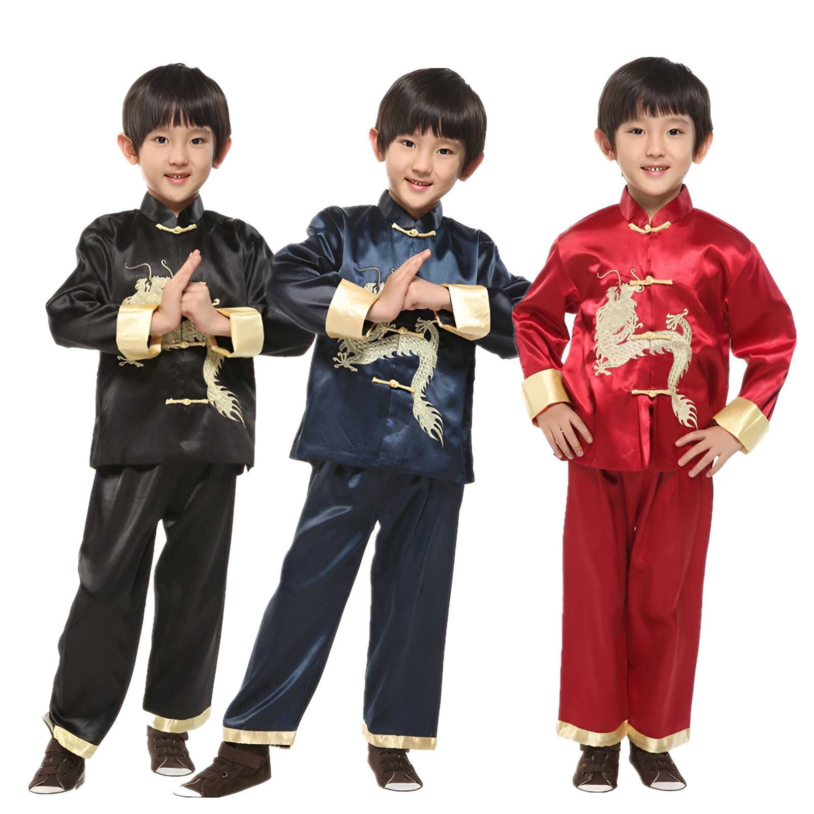 VOUZZA Kids Boys Girls Tang Suit Traditional Chinese Festival Dragon ...