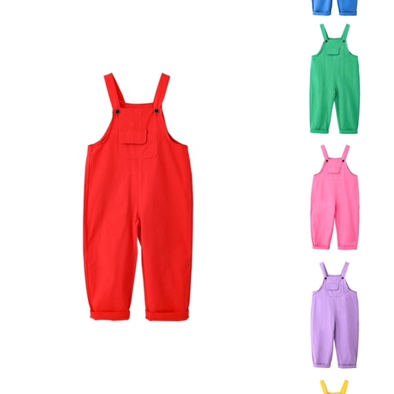 VOUZZA Kids Unisex Solid Color Romper Jumpsuit Overalls Full Length ...