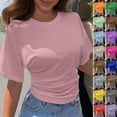 VOUZZA Women's Crew Neck Half Sleeve Ruched Shirt Summer 2026 Casual ...