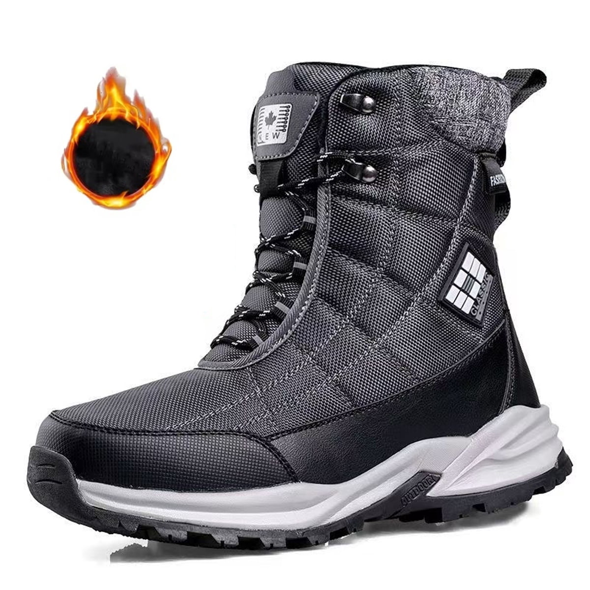 VOVORY Men's Snow Boots Insulated Waterproof Warm Hiking Winter Boots ...