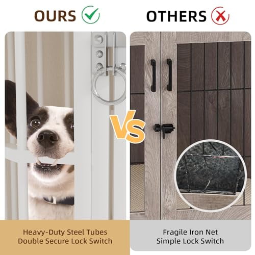 VOWNER 52 Inch Dog Crate Furniture Corner, Wooden Dog Kennel Furniture ...