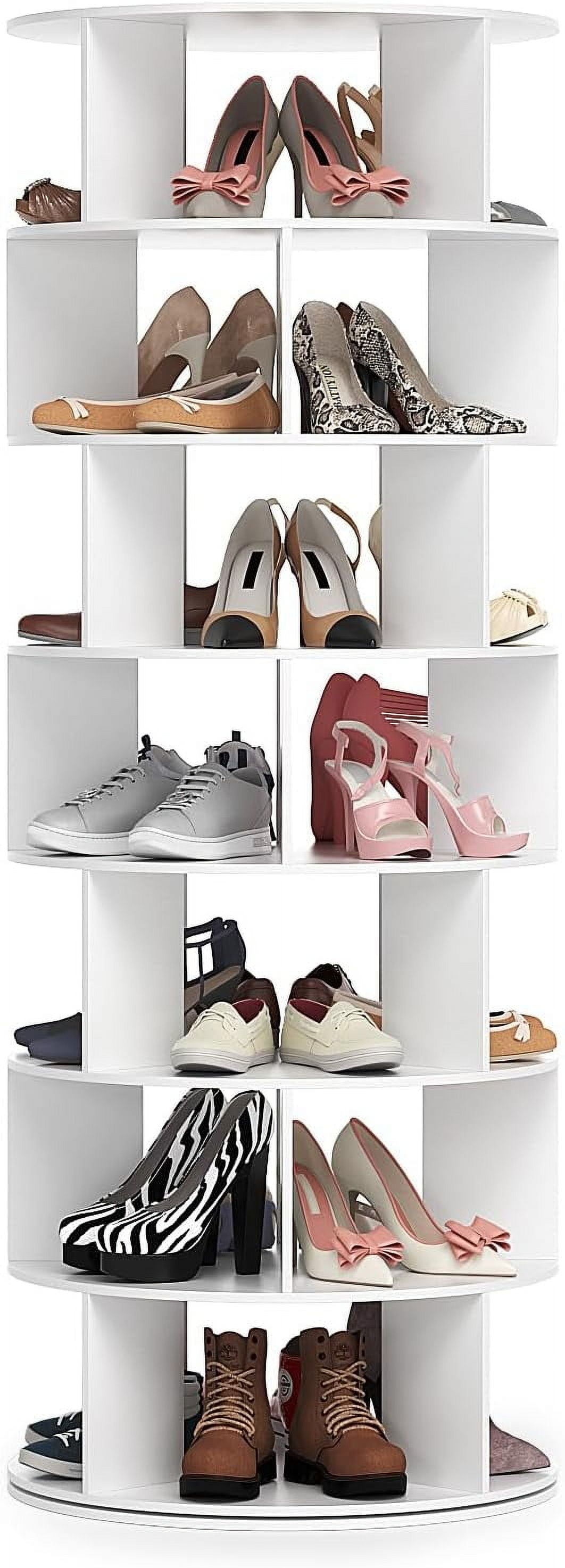 VOWNER 7 Tier Rotating Shoe Rack Tower, Vertical 360° Revolving Shoe ...