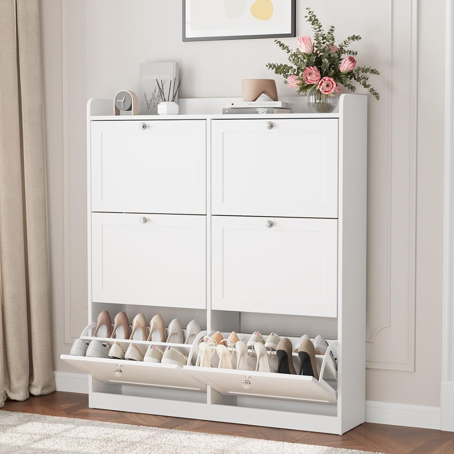 VOWNER Large Shoe Storage Cabinet with 6 Flip Drawers, Freestanding ...