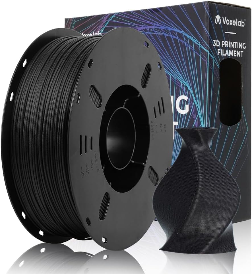 VOXELAB Carbon Fiber PETG 3D Printer Filament, PETG Carbon Fiber Black Filament 1.75mm 1KG (2.2 ...