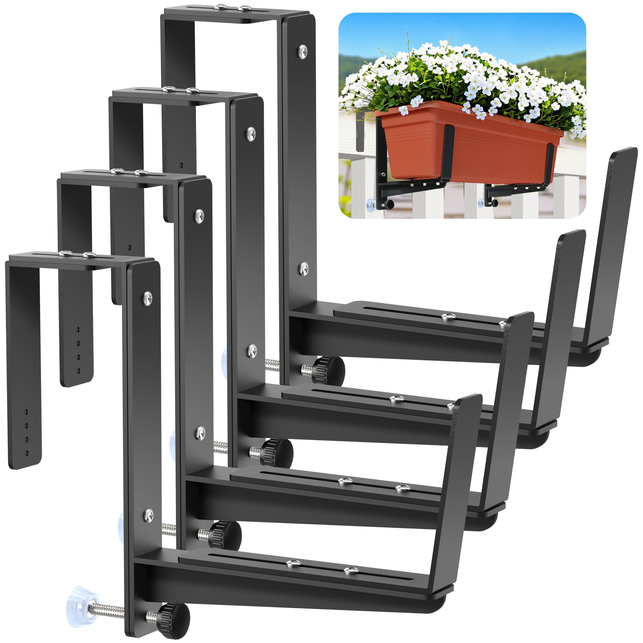 VOXOR Window Box Brackets, Adjustable Planter Box Brackets, Heavy Duty ...