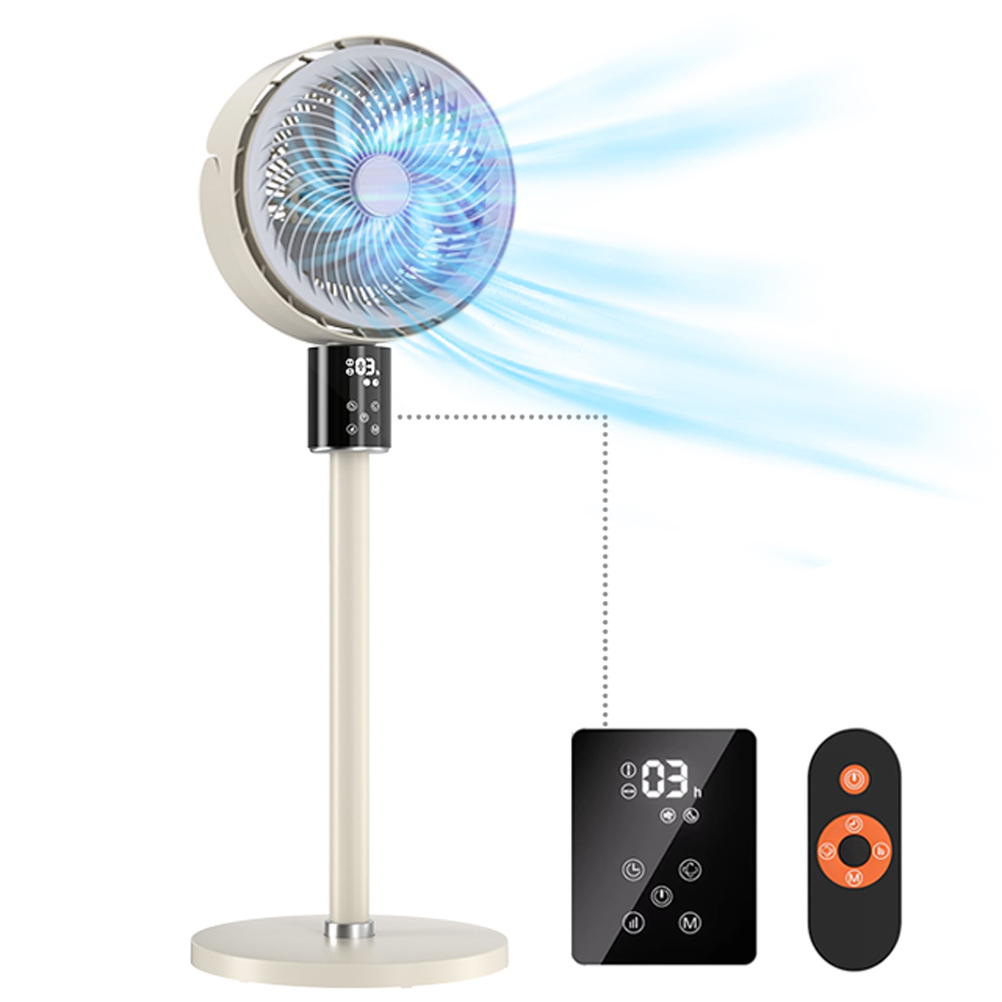 VOYIWI Pedestal Fan ,12H Timer Fan for Home, 30db Quiet Standing Fan ...