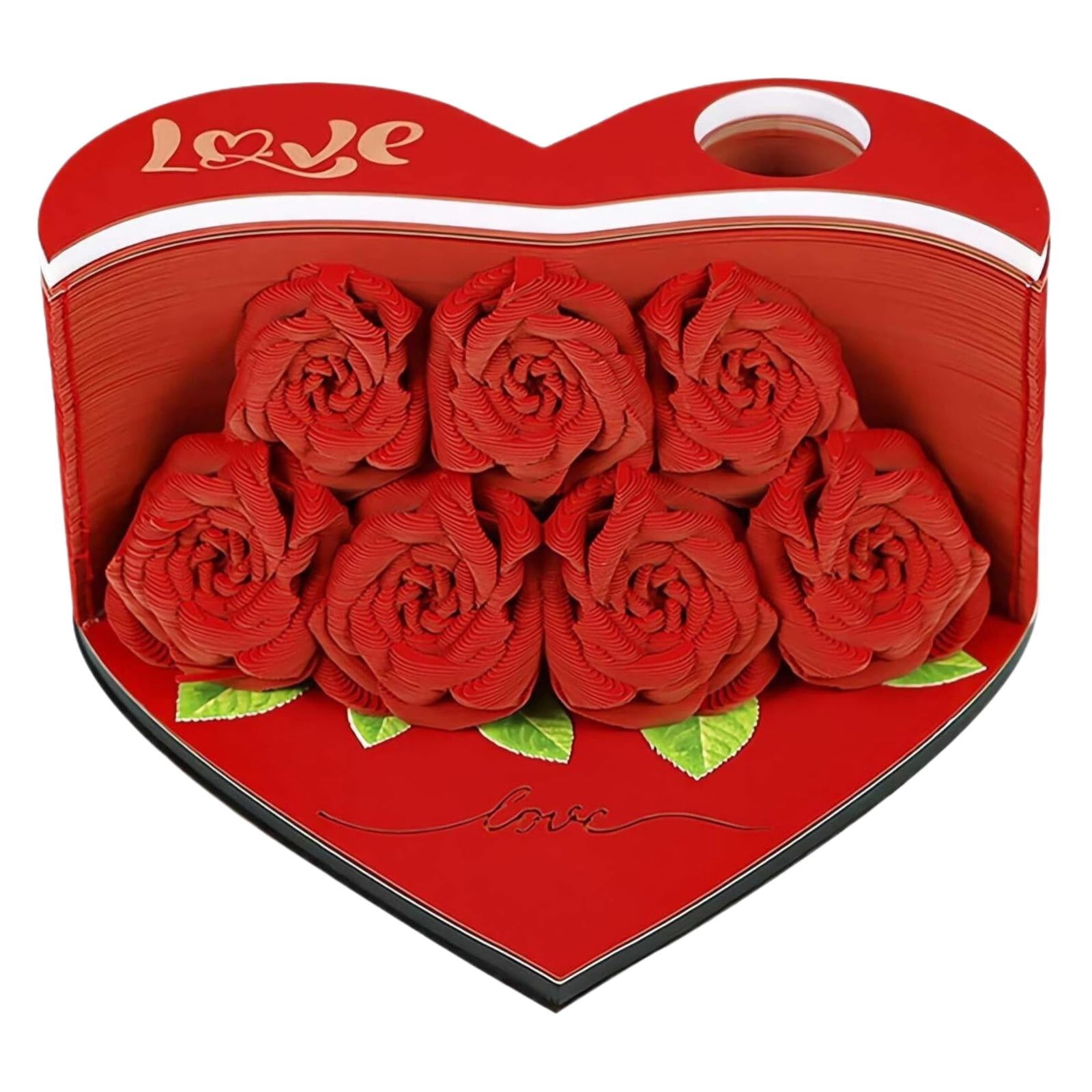 VOYOAO 3D Memo Pad Rose Flower, Paper Carving Rose Non-Sticky Notes ...