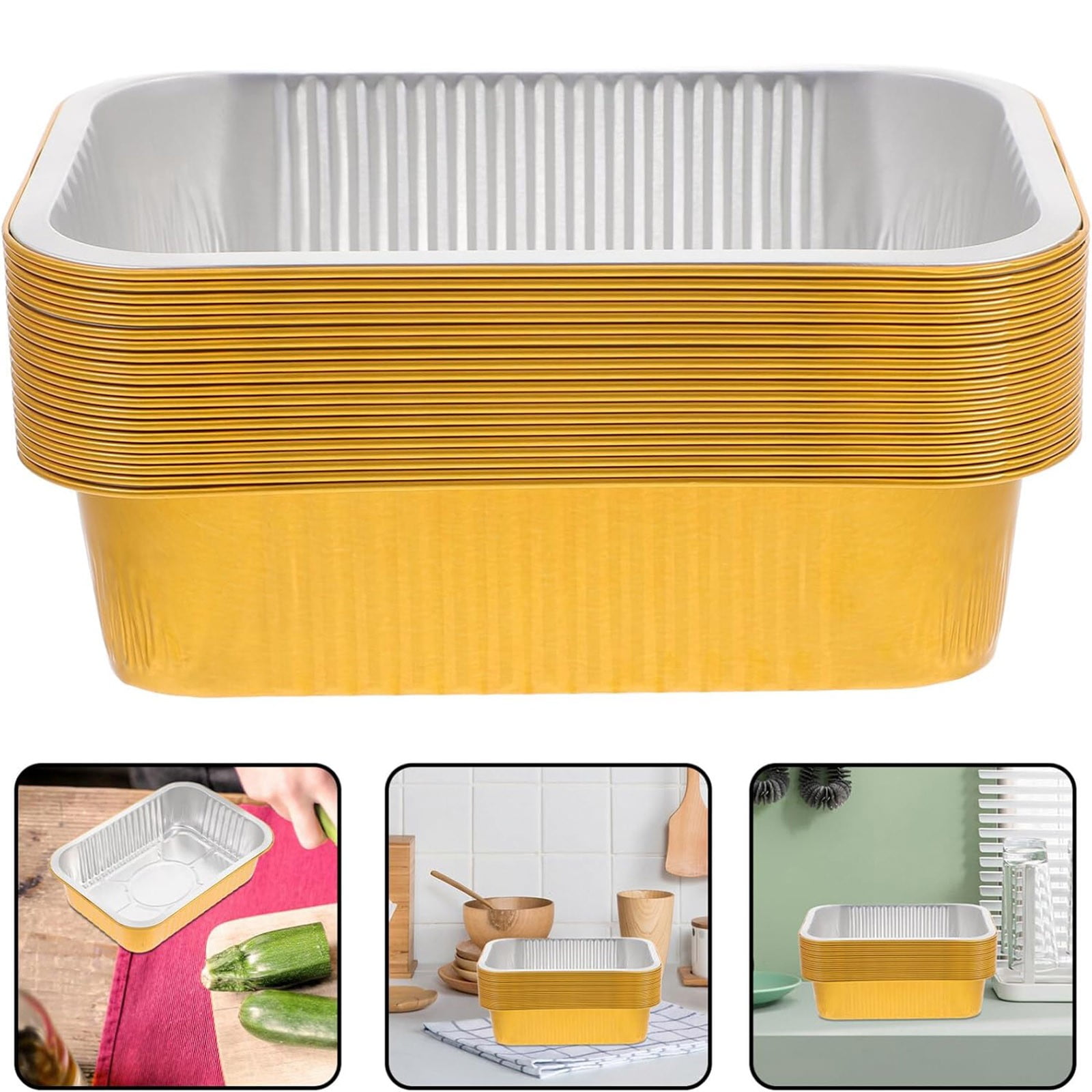 VOYOAO Aluminum Pans, 25pcs Heavy Duty Disposable Foil Pans for Baking ...