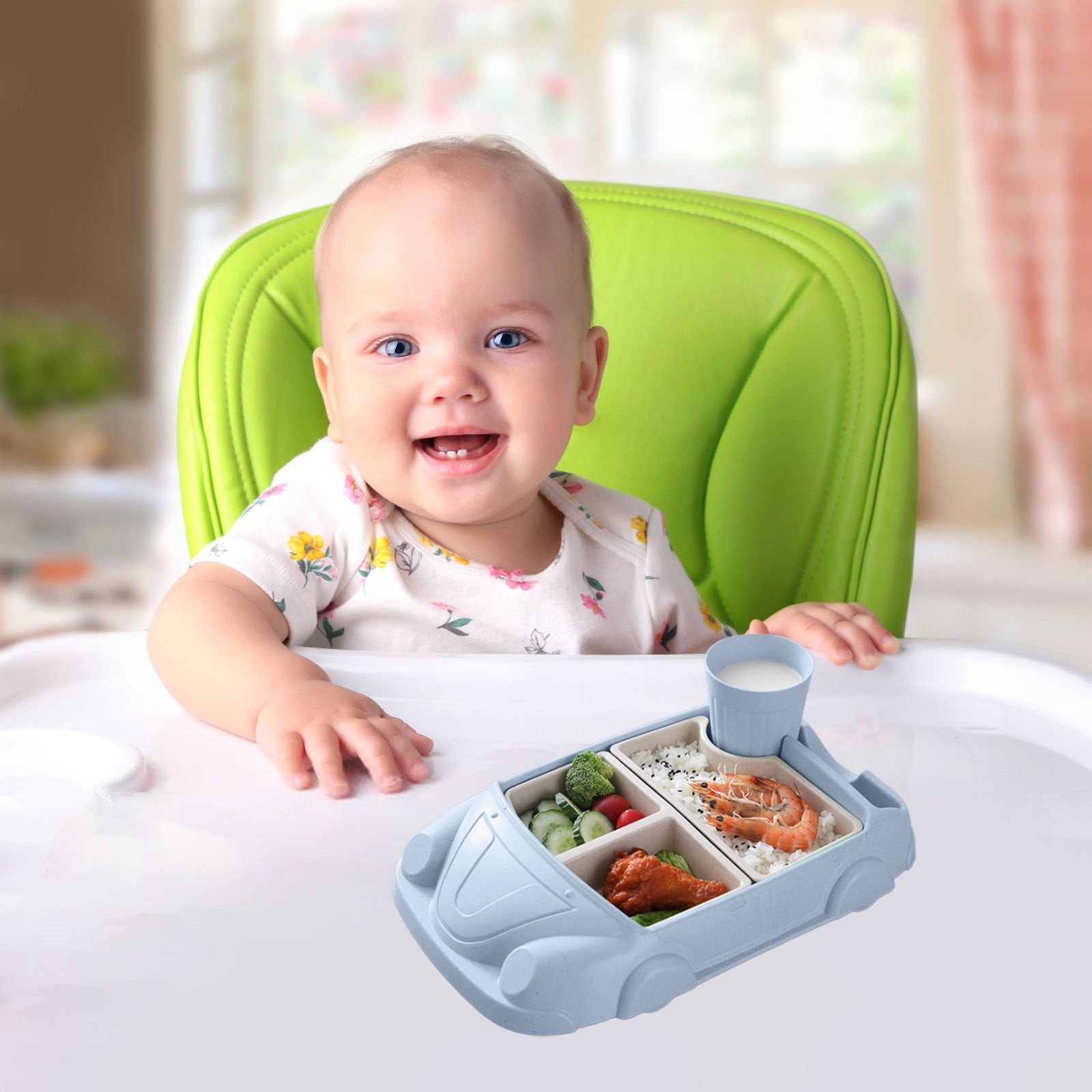 VOYOAO Baby Plates Toddler Suction Plates Divided Baby Dishes Cute Car ...