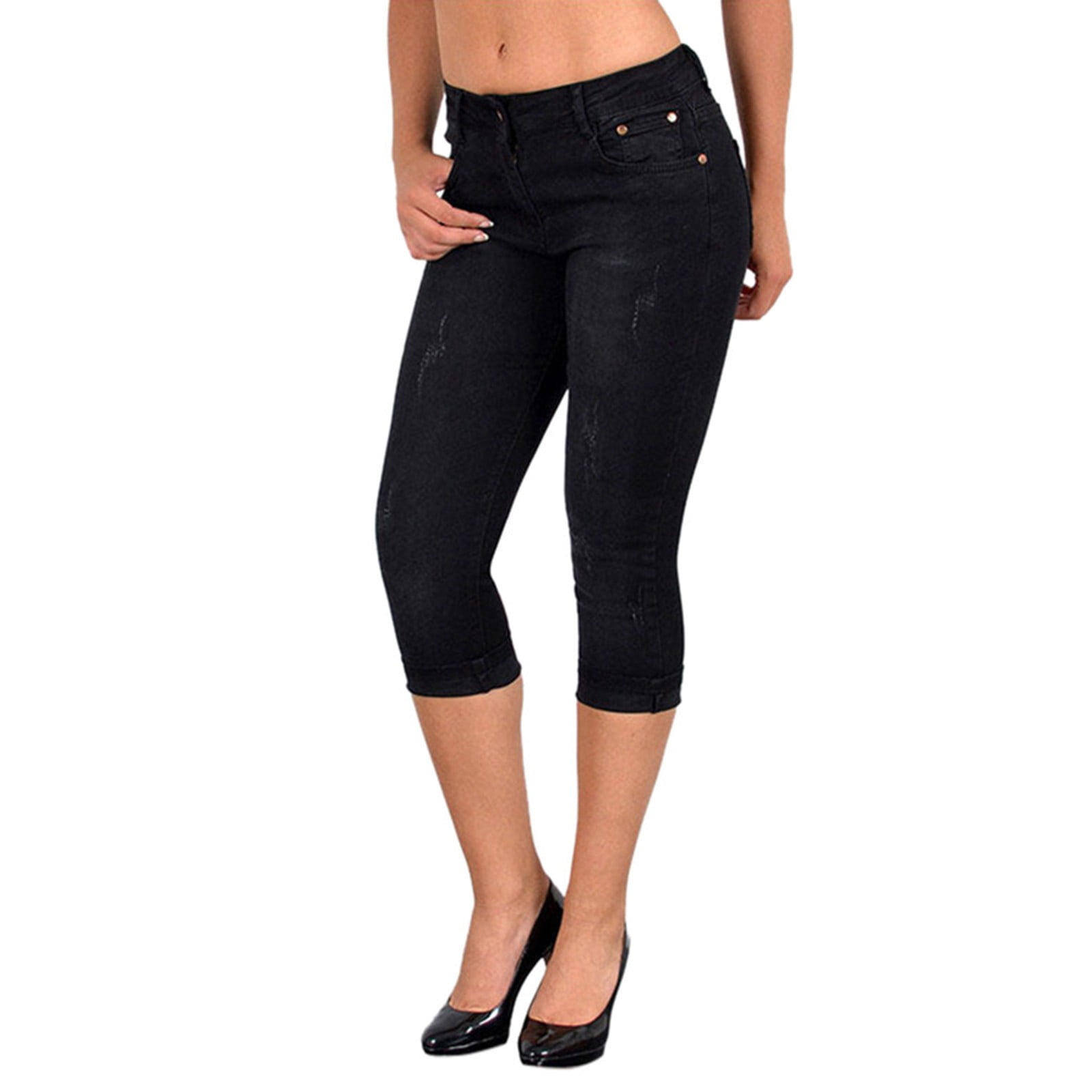 VOYOAO Capris Jeans for Women High Waisted Skinny Stretchy Denim Capri ...