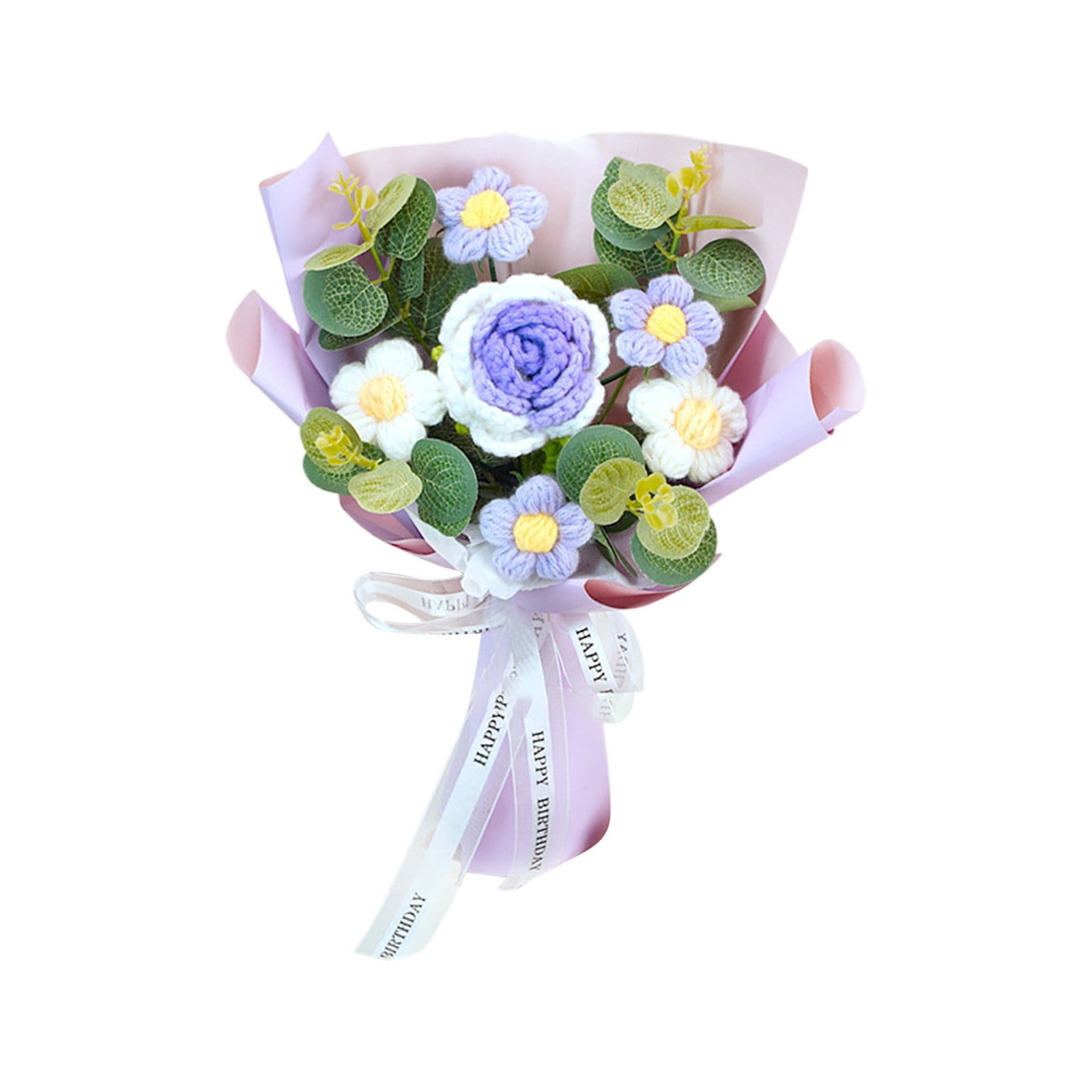VOYOAO Crochet Flower Bouquet, Handmade Knitted Flowers Bouquet for ...