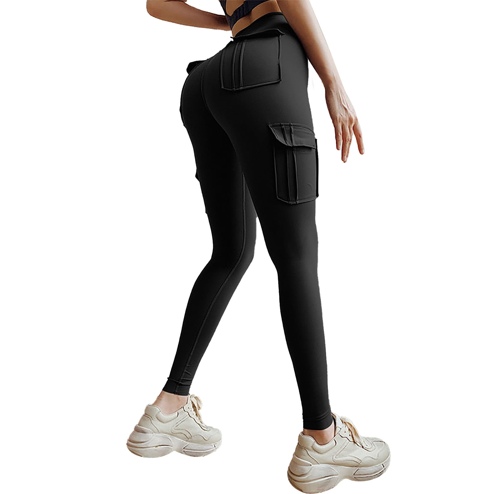 Voyoao Women Cargo Leggings Butt Lifting Leggings With Flap Pockets