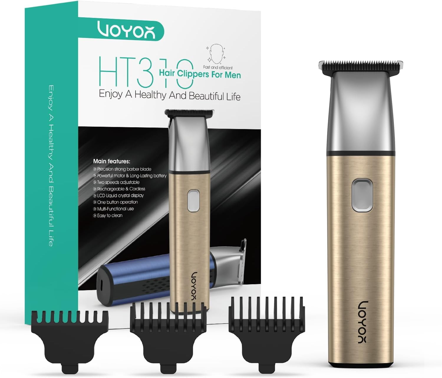 VOYOR Hair Clippers for Men Professional Hair Clippers Cordless T-Blade Hair Trimmer ...