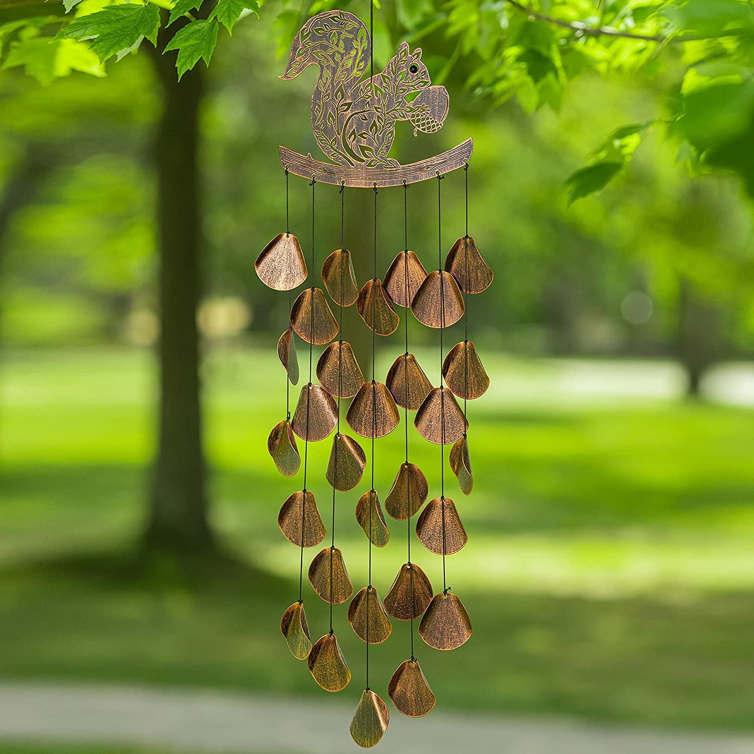 Dawhud Direct 20" Shimmering Squirrel Wind Chimes for Garden, Home ...