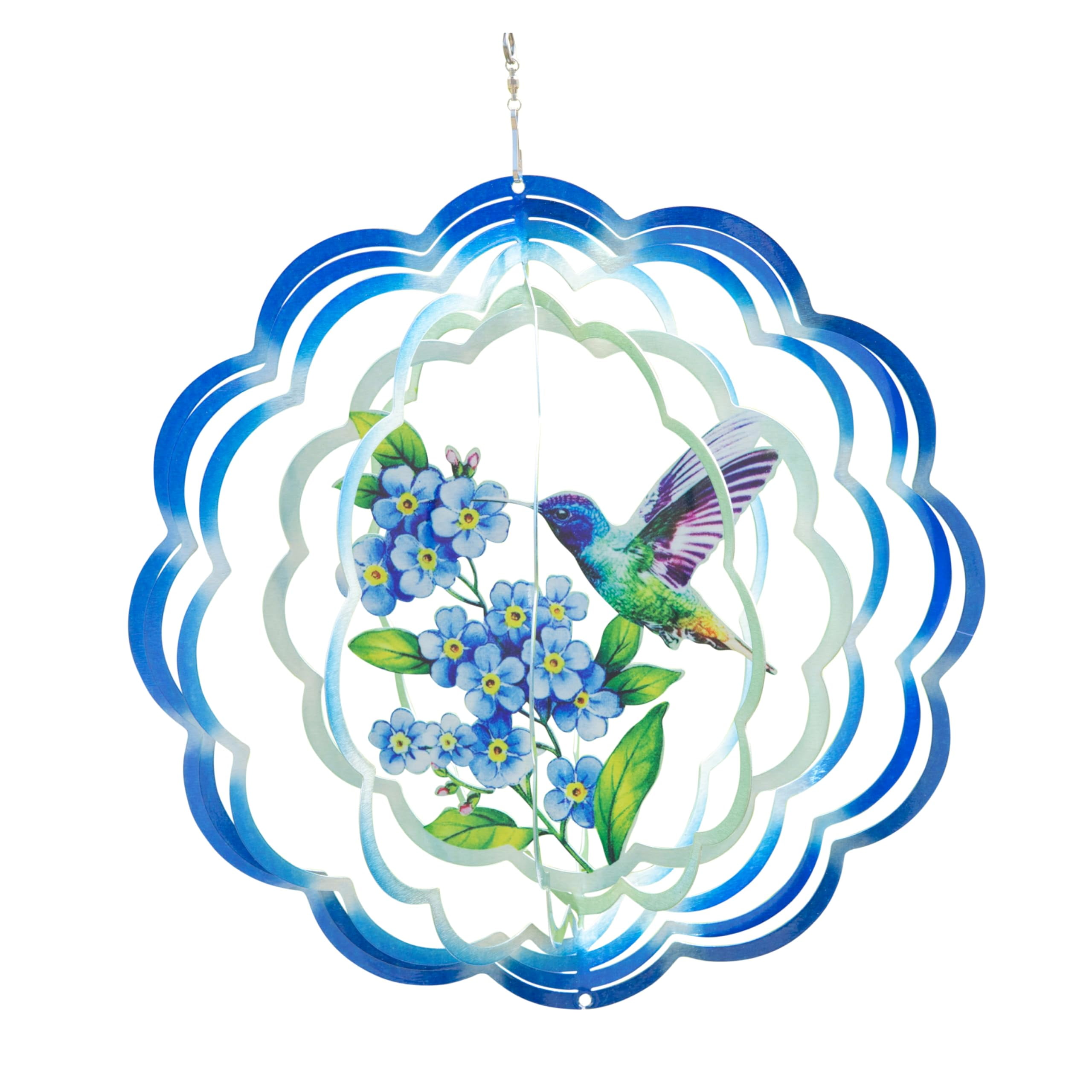 "VP Home 3D Floral Hummingbird Wind Spinner - Large Outdoor Metal Decor ...