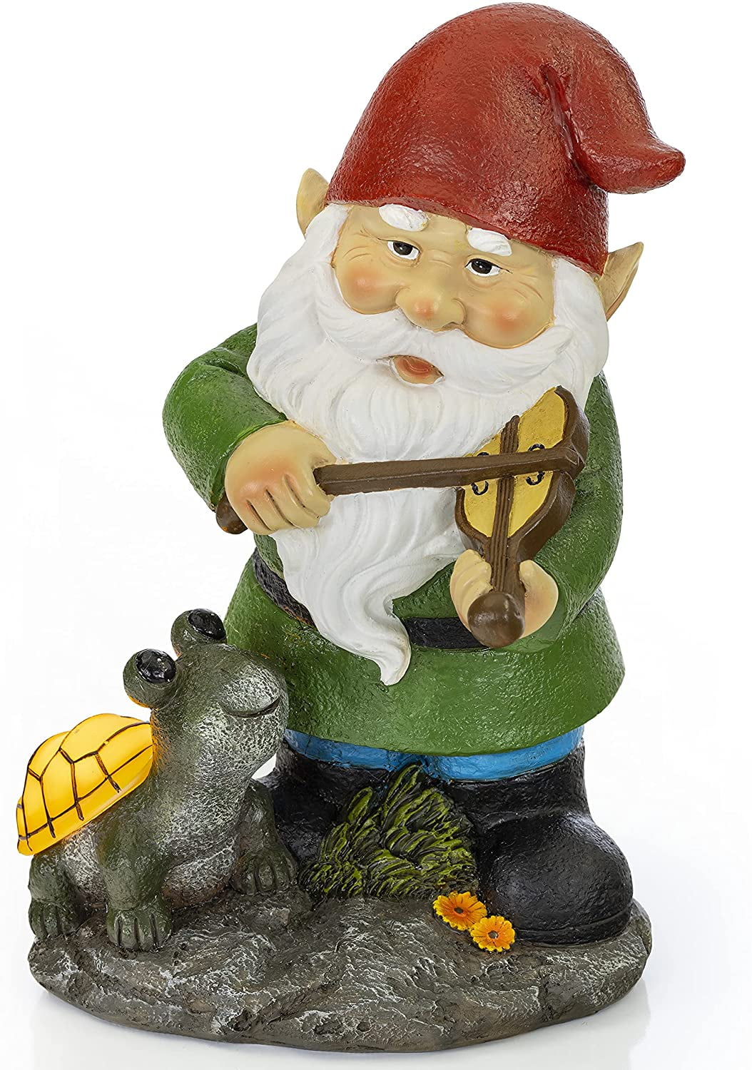 VP Home Fiddler Gnome Resin Lighted Solar LED - Lawn Yard Art, Outdoor ...