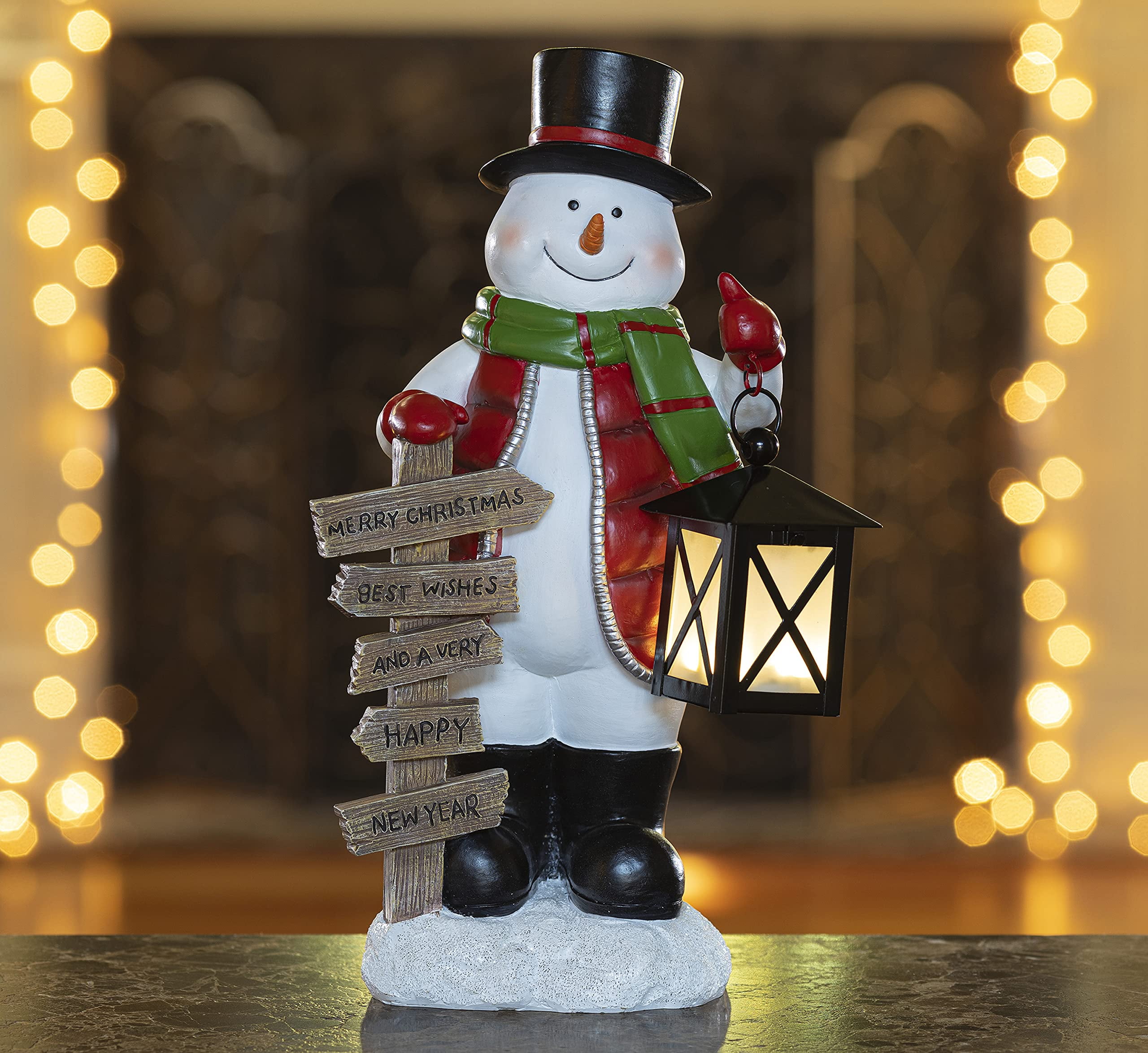 VP Home Holiday Signpost Christmas Snowman with LED Lantern - Walmart.com