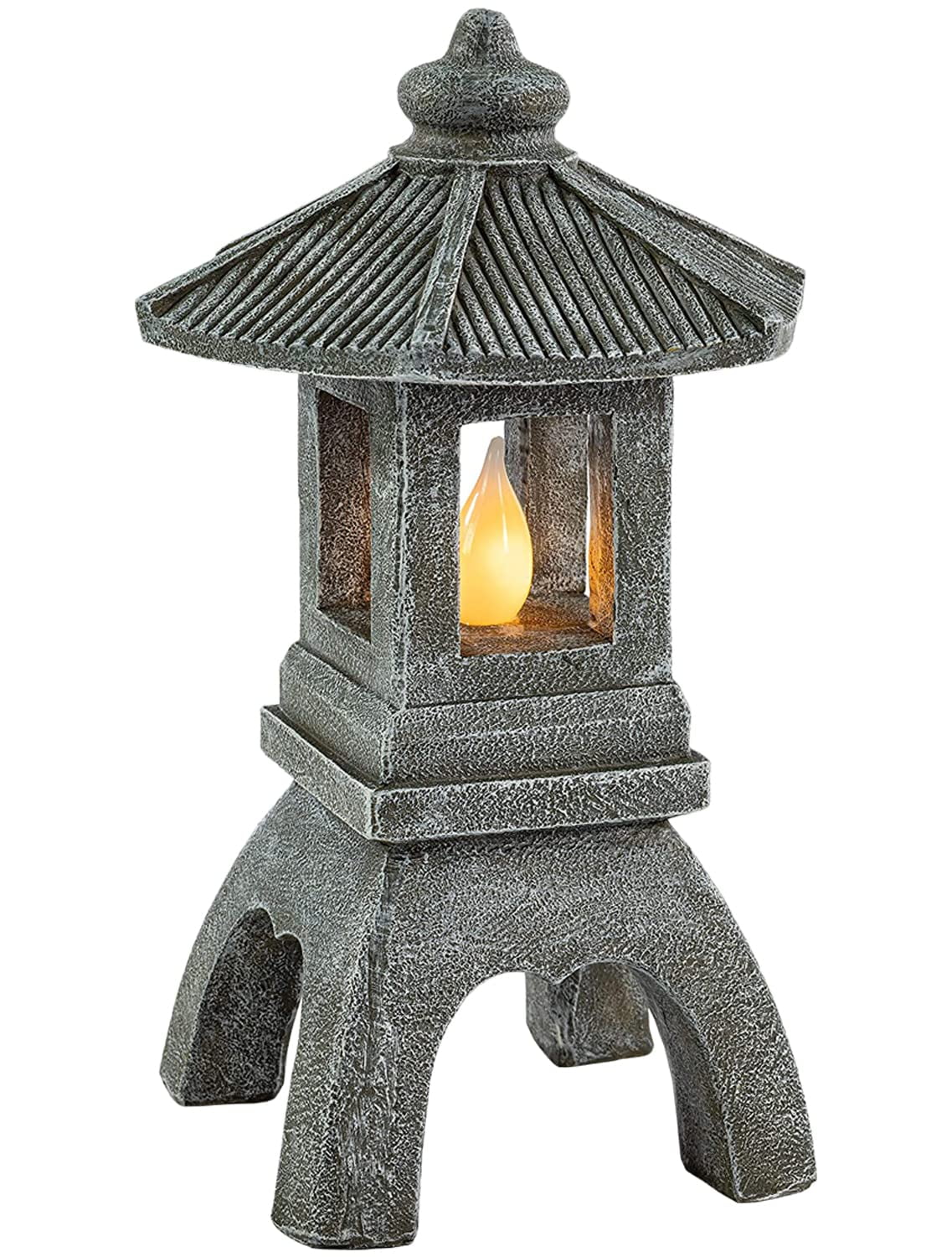 VP Home Tranquil Pagoda Solar Powered Flickering LED Garden Light ...