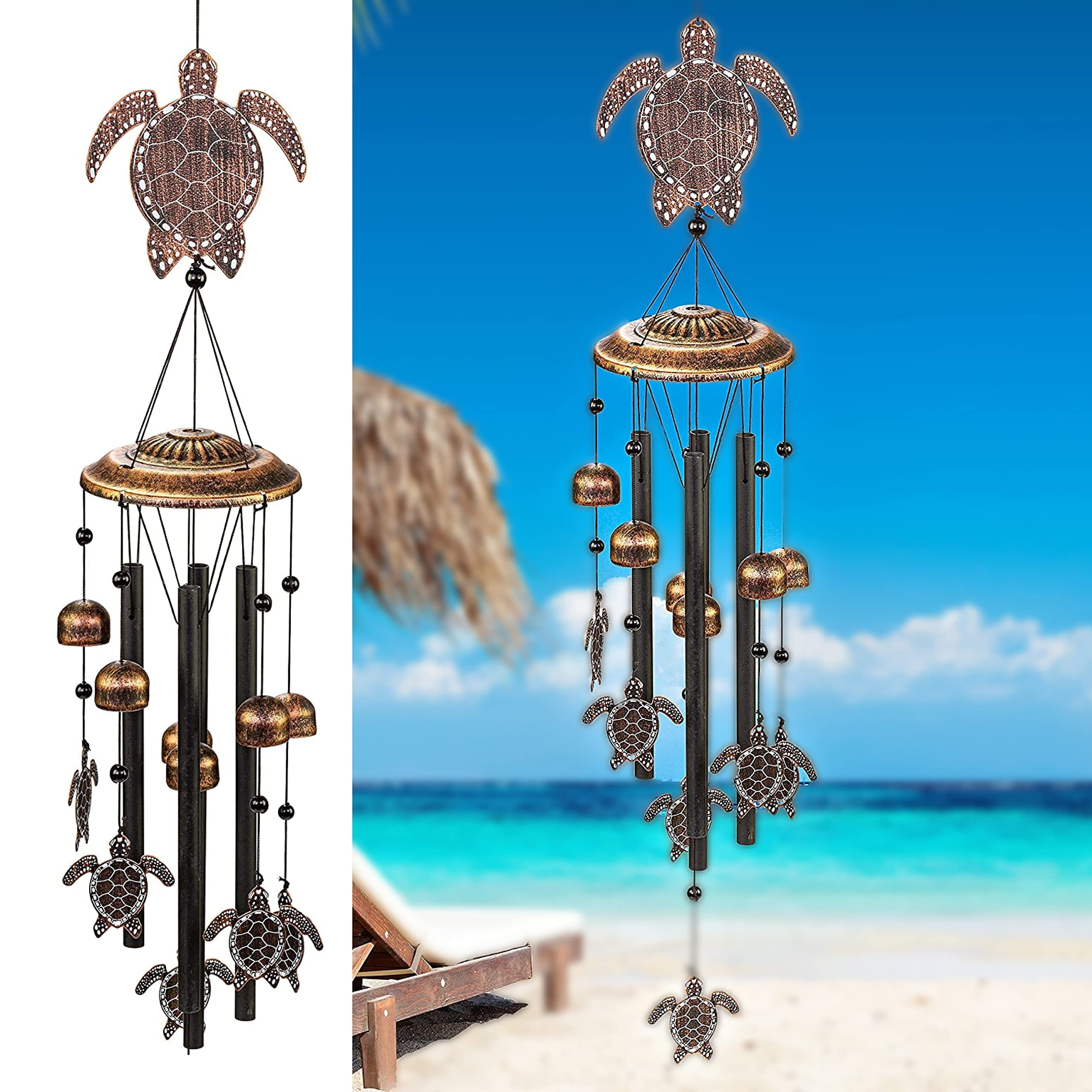 VP Home Tribal Turtles Outdoor Garden Decor Wind Chime (Rustic Sea ...