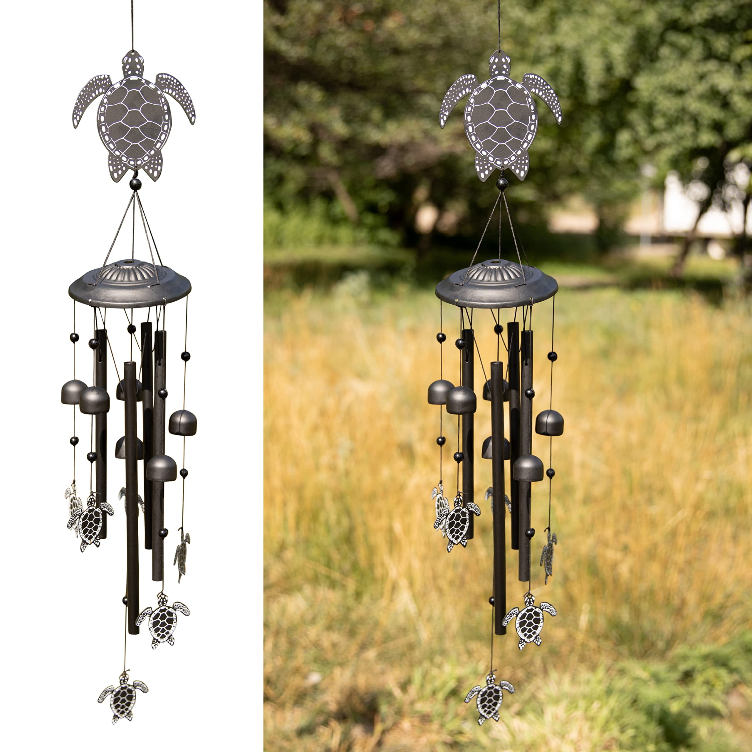 VP Home Black Sea Turtles Wind Chimes for Outside - 32 Inches Harmonic ...