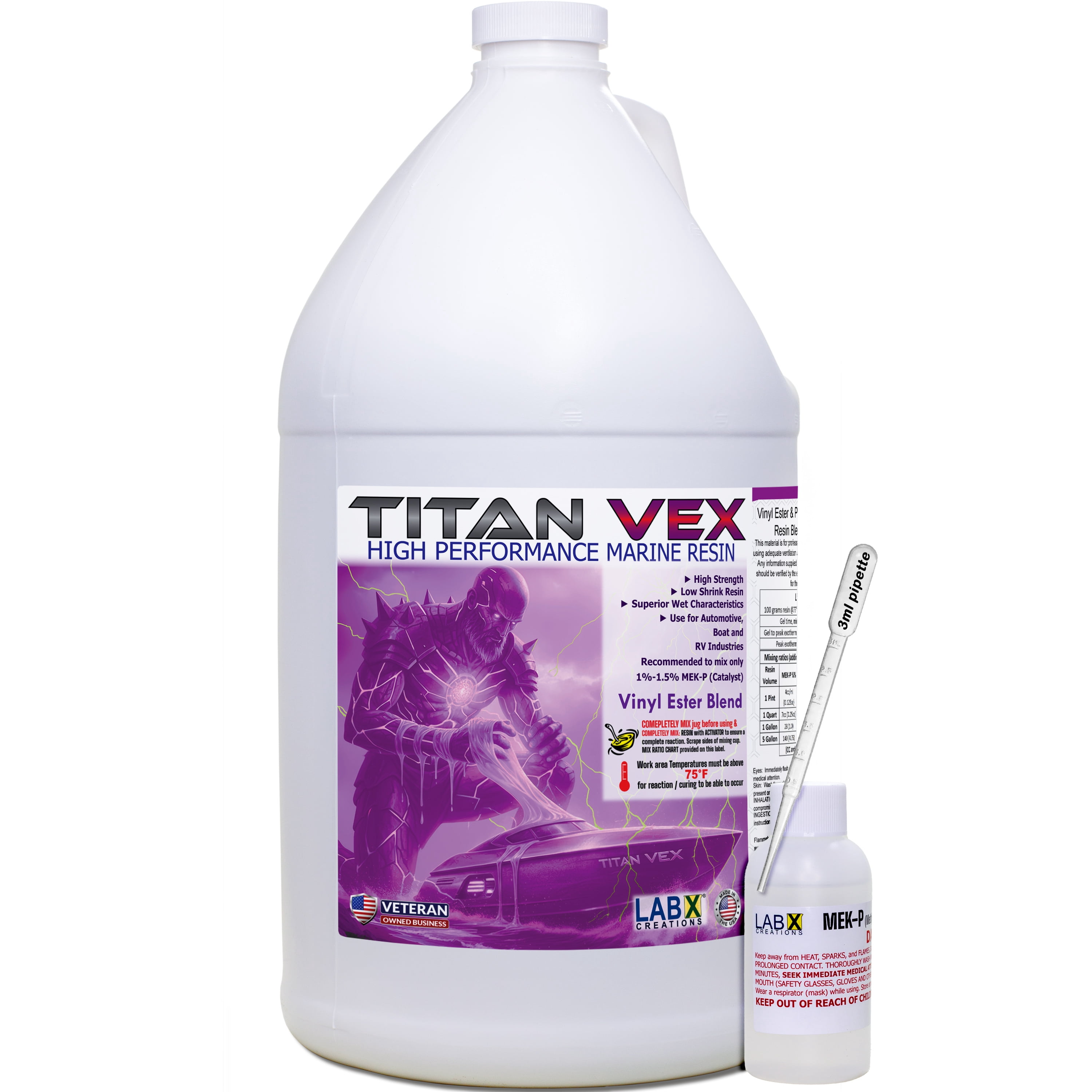 VP Premium 1 Gallon Polyester Resin +MEKP Hardener, Low Viscosity ...