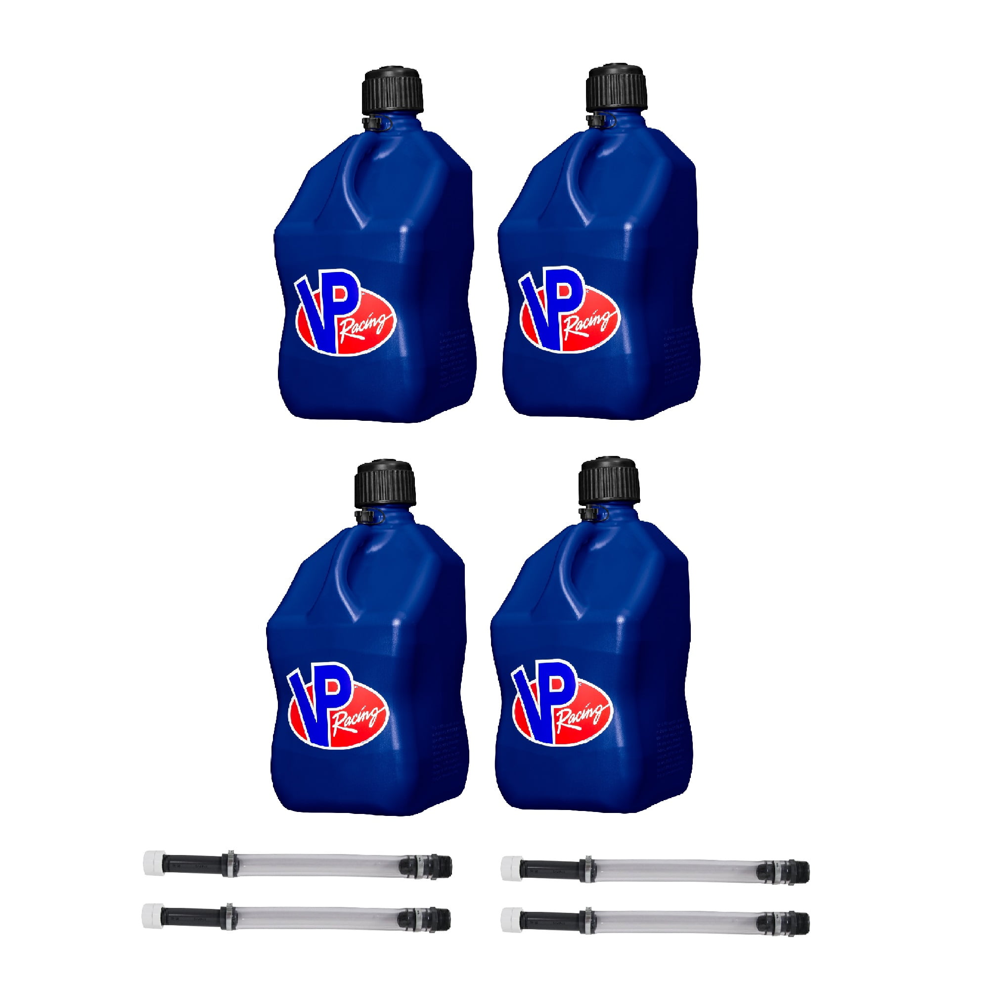 VP Racing Fuels 5.5 Gal Utility Jugs w/ Deluxe Filler Hoses, Blue (4 ...